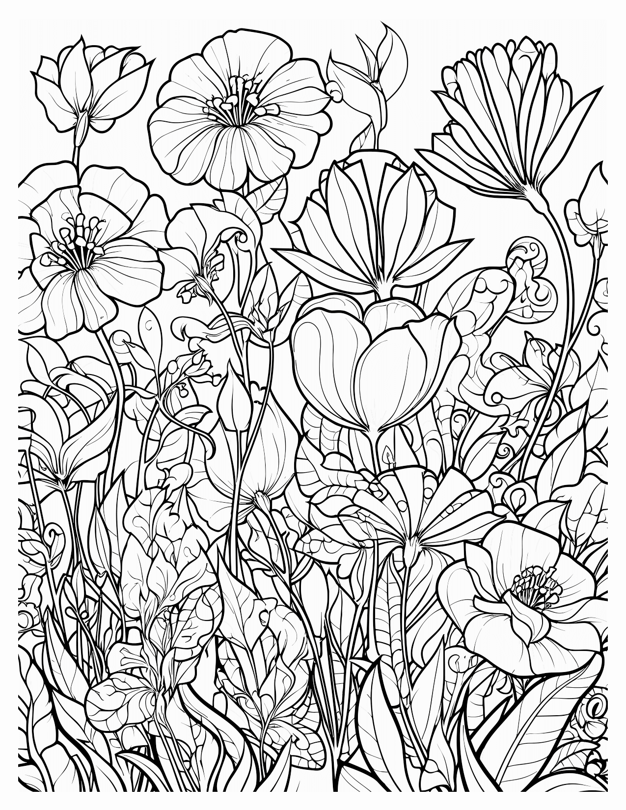 Meadow Bloom Coloring Pages: Creative Nature Designs for All