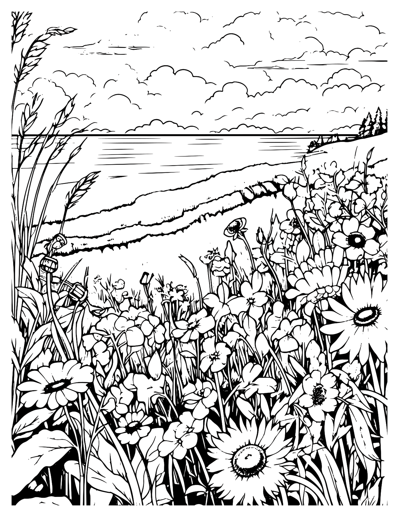 Meadow Bloom Coloring Pages: Creative Nature Designs for All