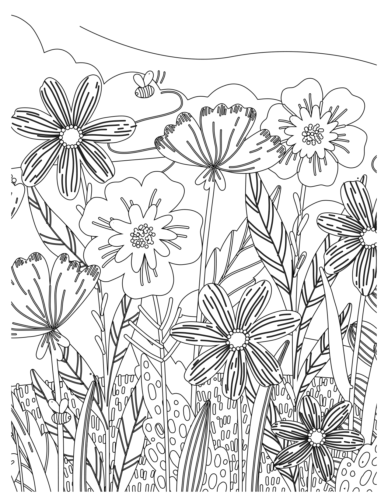 Meadow Bloom Coloring Pages: Creative Nature Designs for All