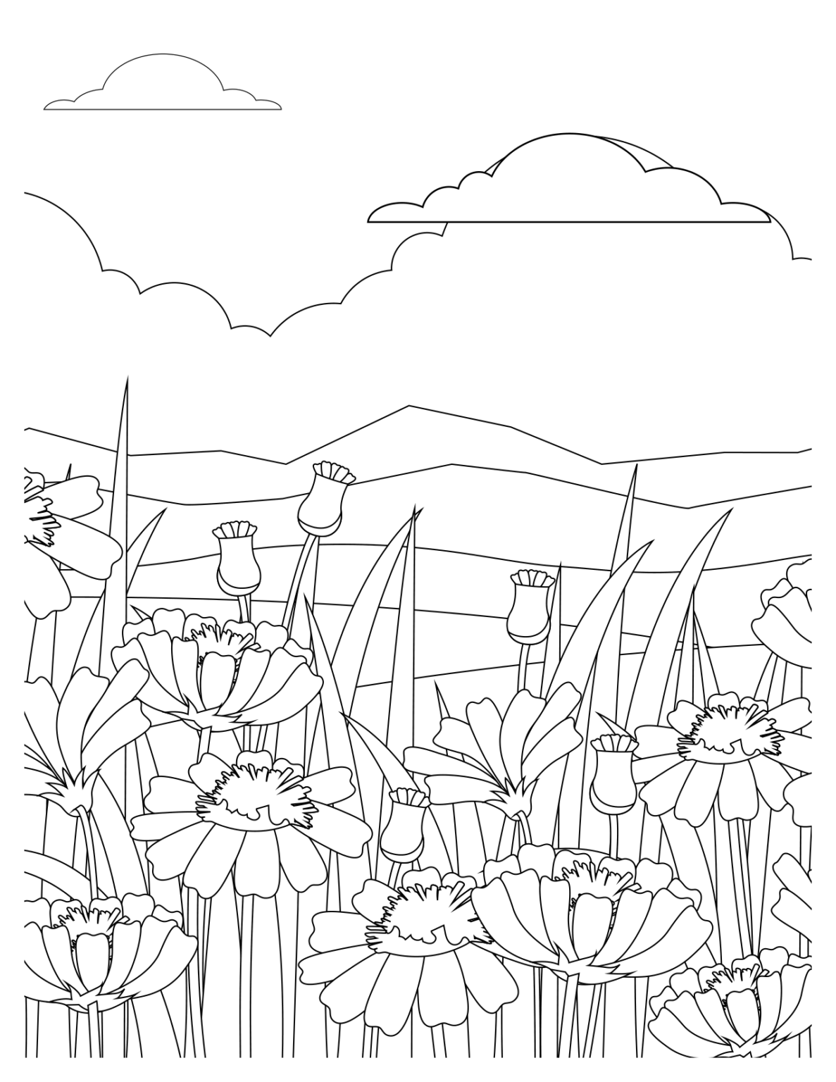 Meadow Bloom Coloring Pages: Creative Nature Designs for All