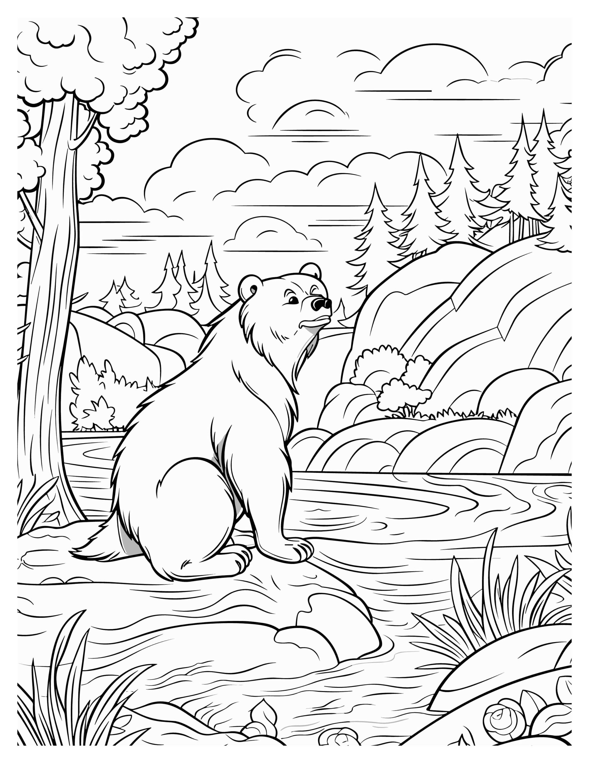 Bear Adventure Coloring Pages for Kids : Roaring Fun