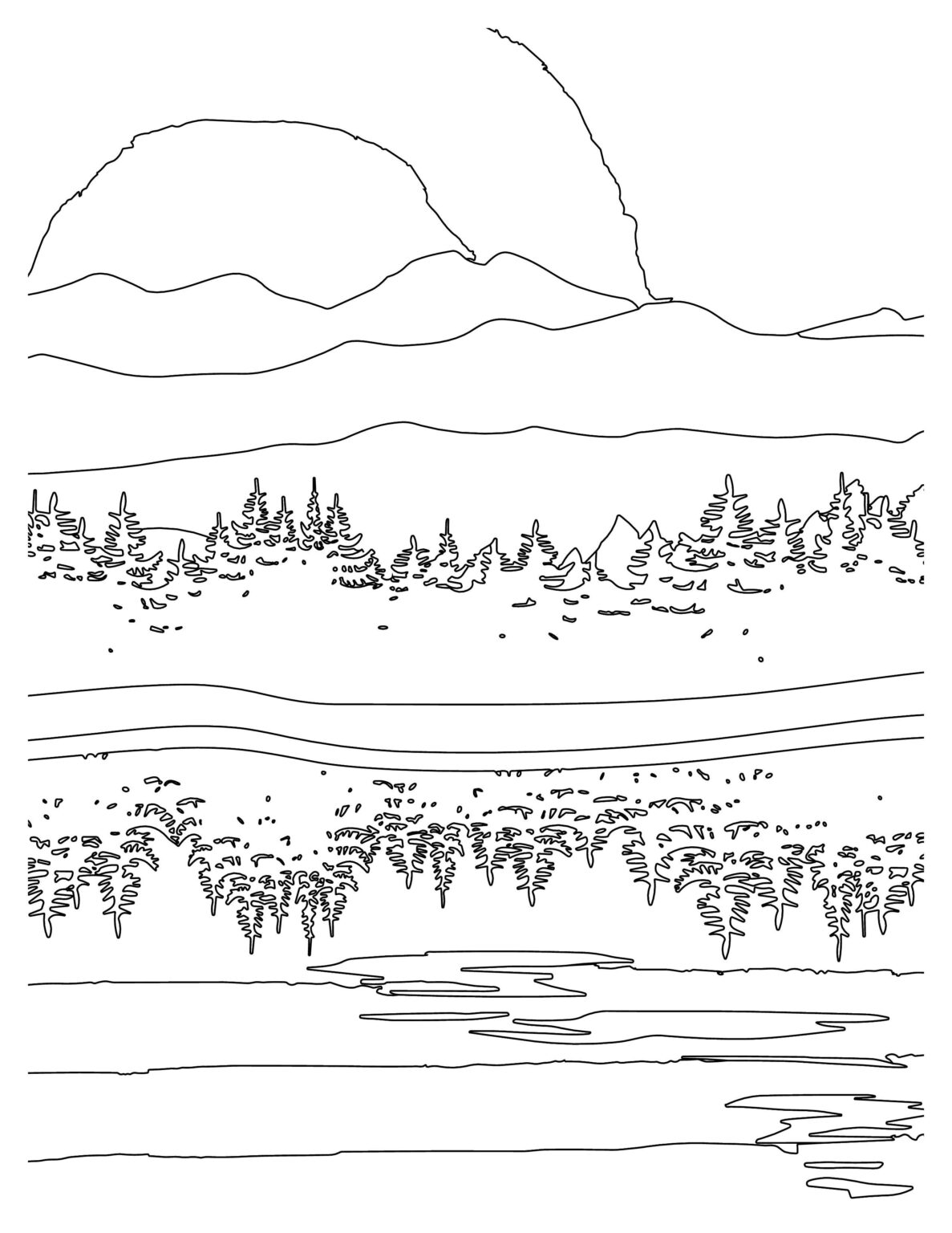 Water Reflections Coloring Pages | Mirror Lake