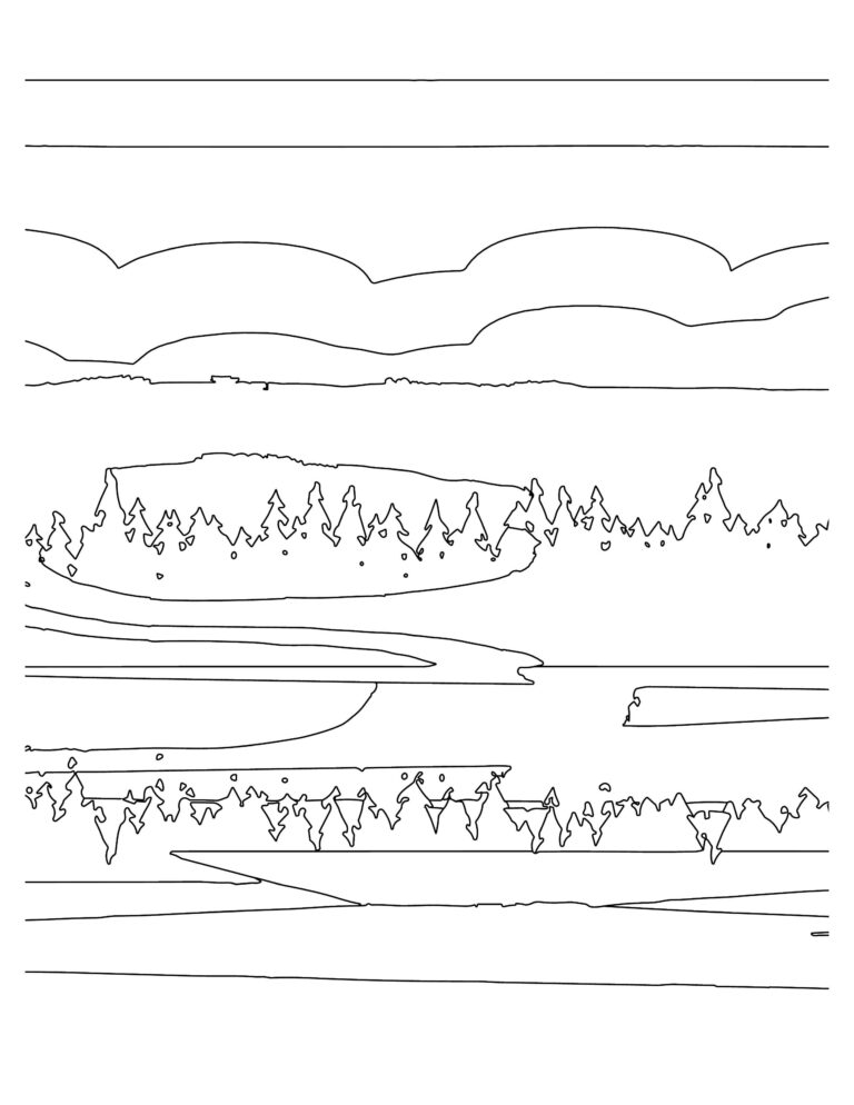 Water Reflections Coloring Pages | Mirror Lake
