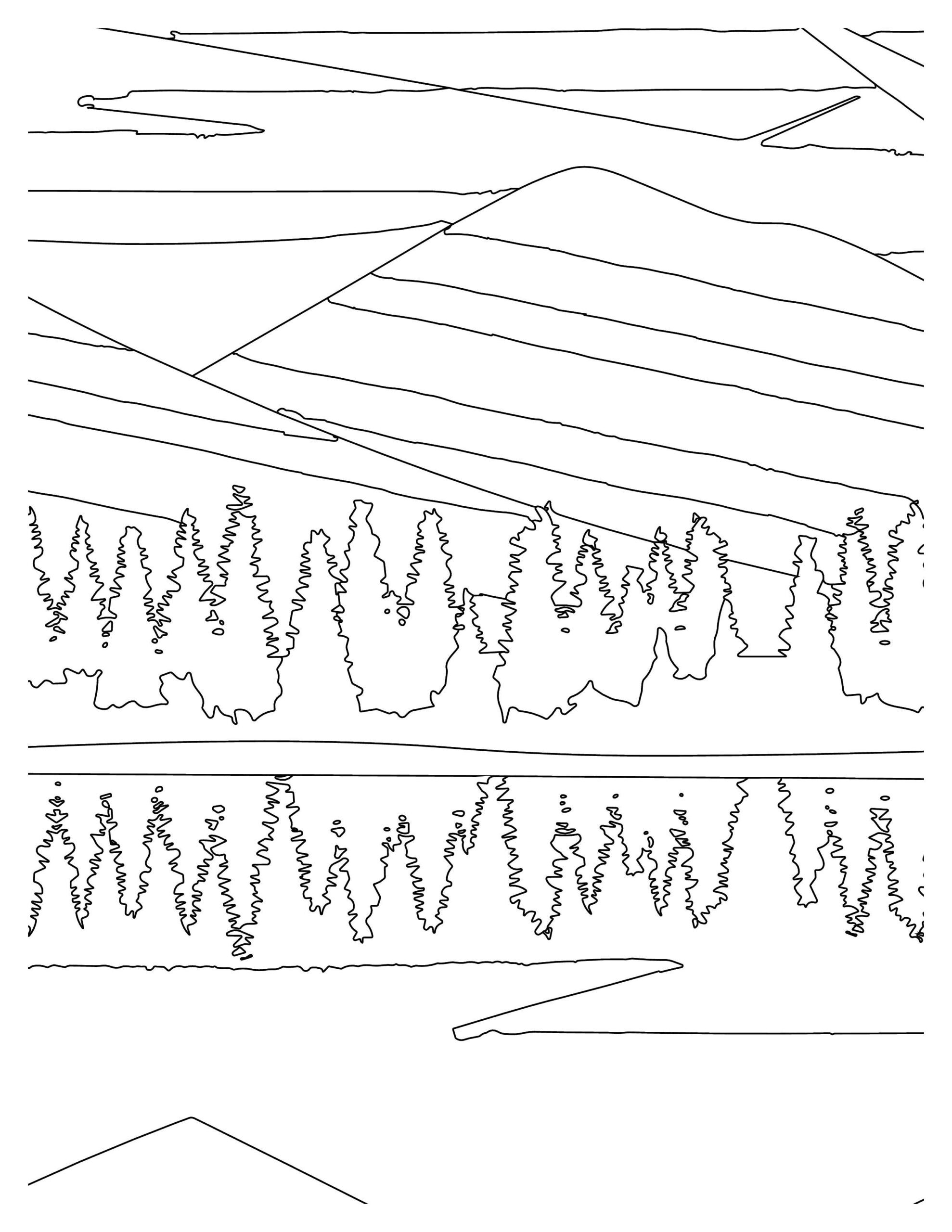 Water Reflections Coloring Pages | Mirror Lake