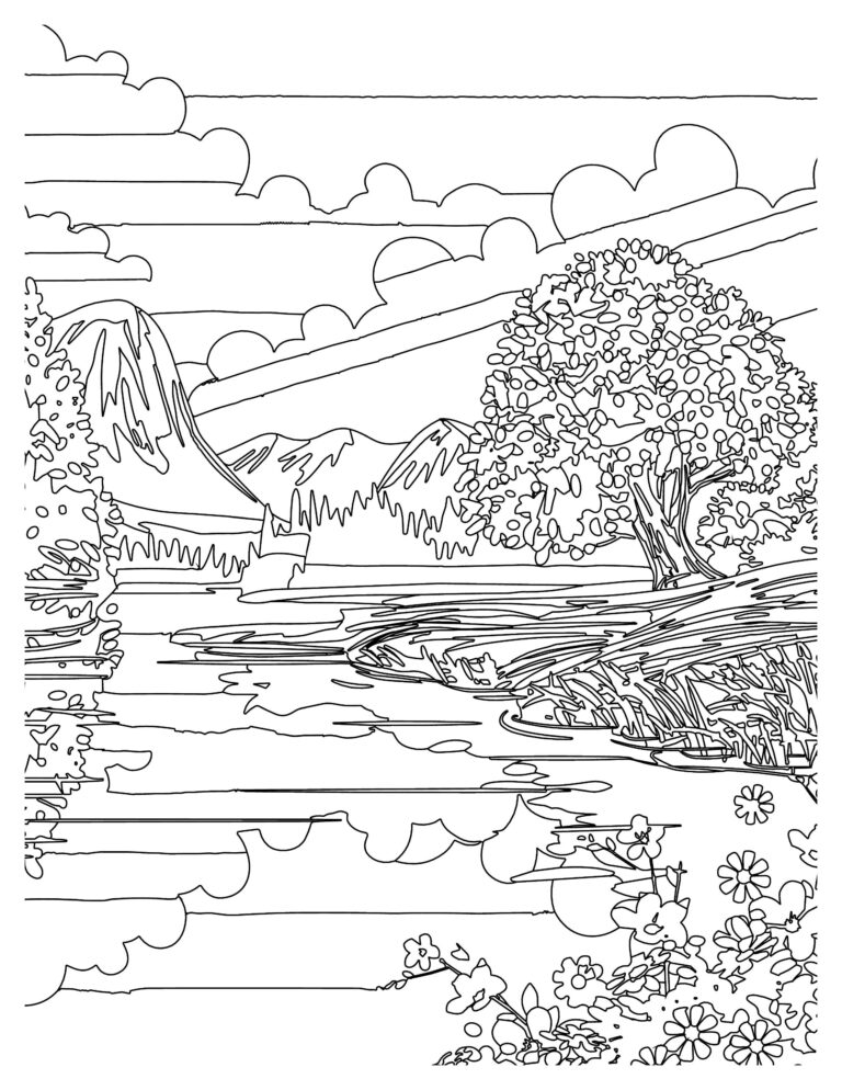 Water Reflections Coloring Pages | Mirror Lake
