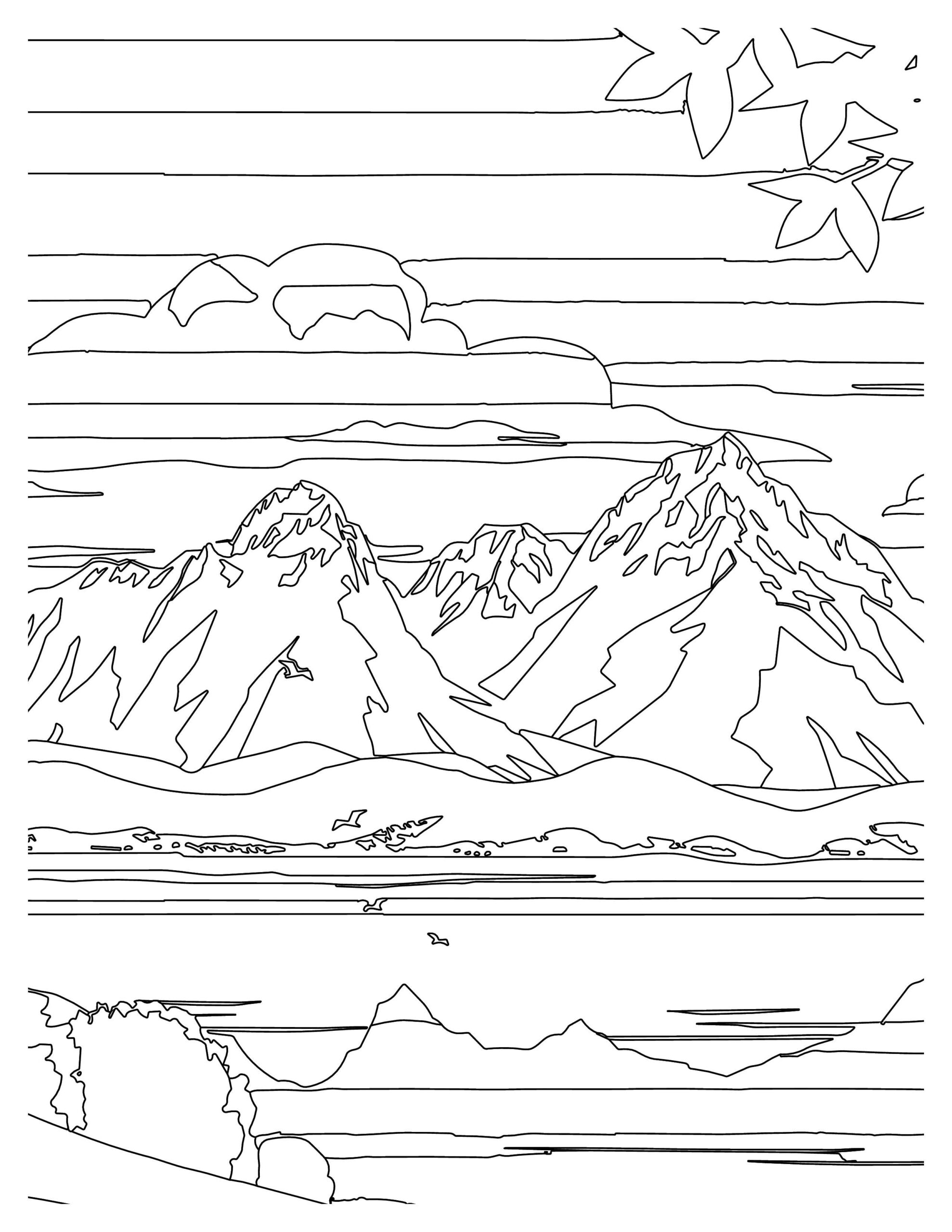 Water Reflections Coloring Pages | Mirror Lake