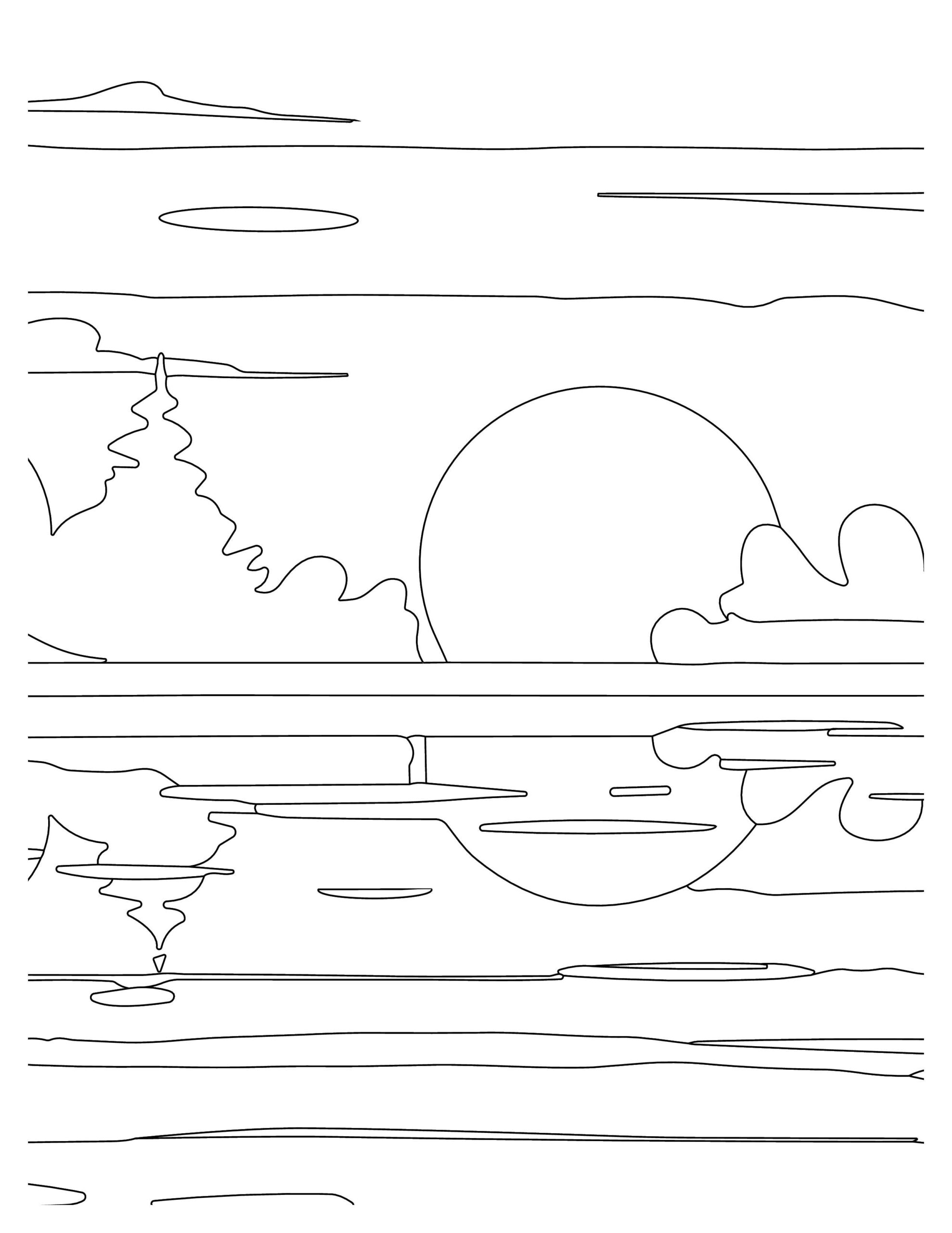 Water Reflections Coloring Pages | Mirror Lake