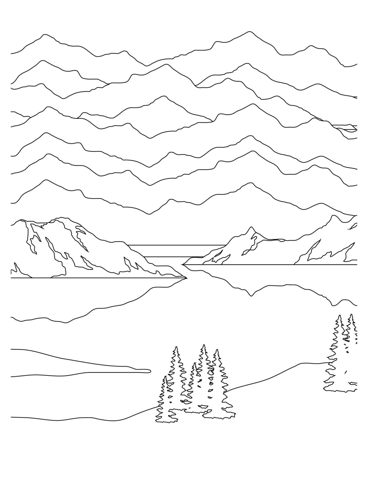 Water Reflections Coloring Pages | Mirror Lake