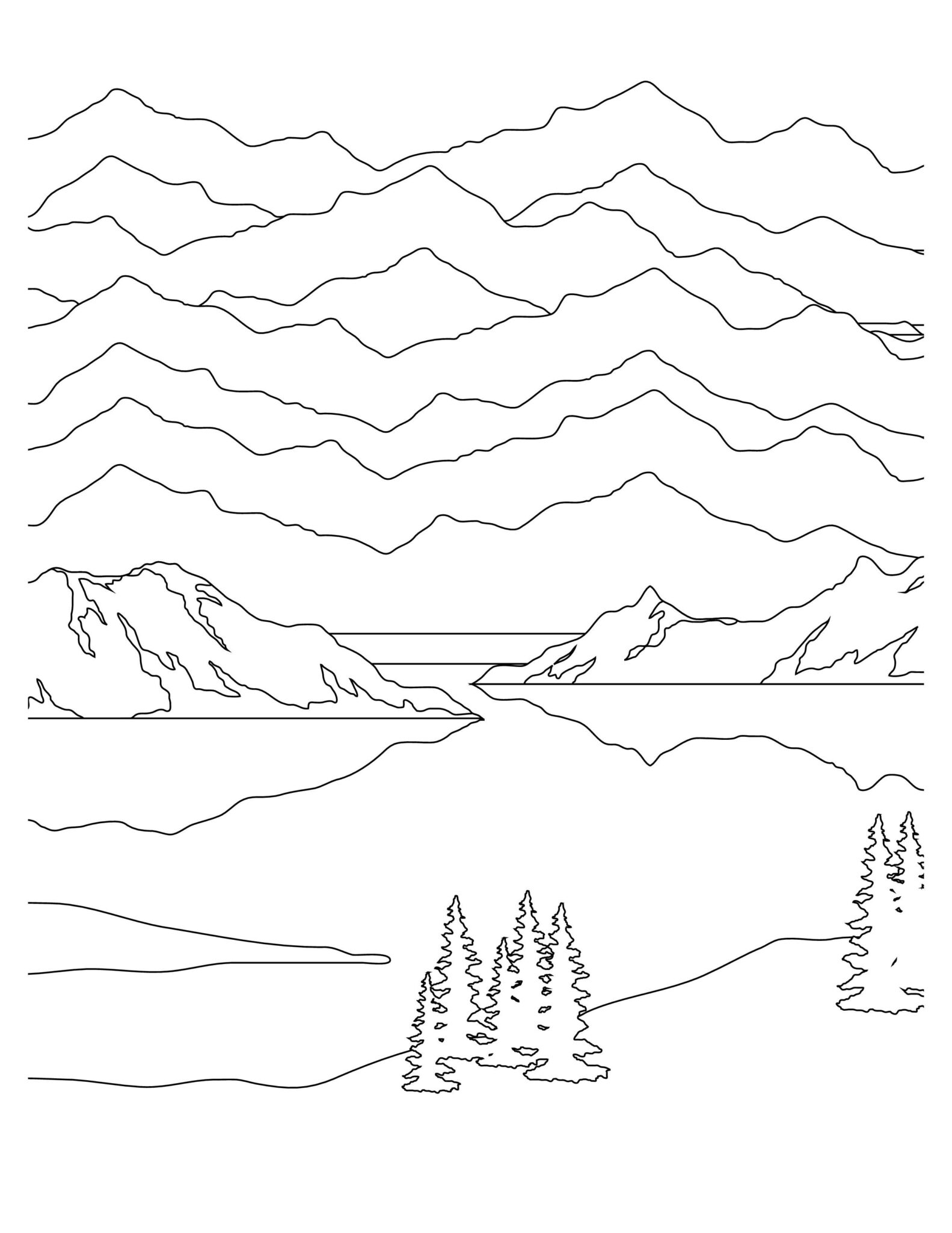 Water Reflections Coloring Pages | Mirror Lake