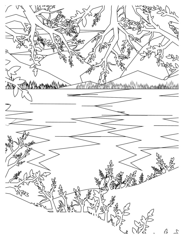 Water Reflections Coloring Pages | Mirror Lake