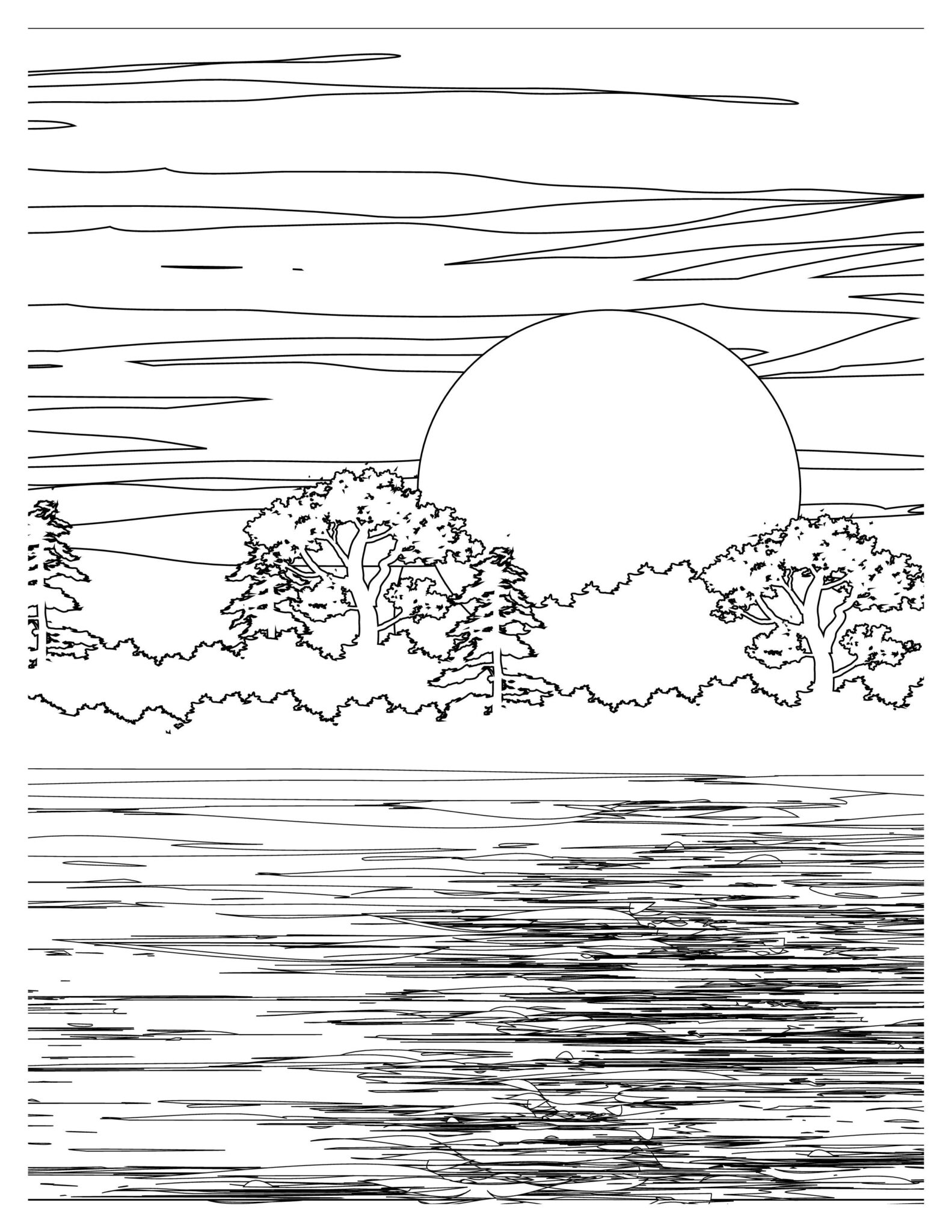 Water Reflections Coloring Pages | Mirror Lake