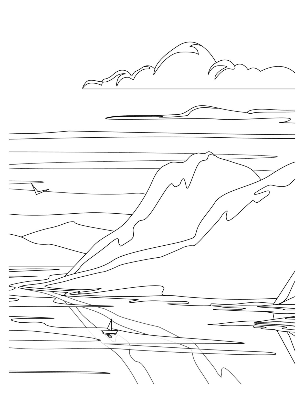 Water Reflections Coloring Pages | Mirror Lake