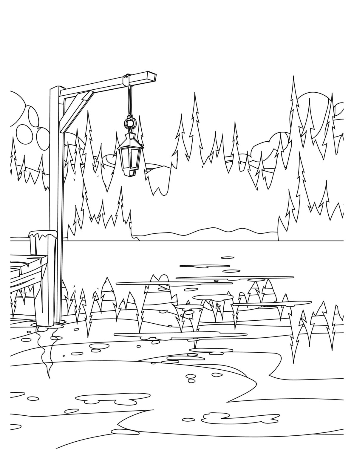 Water Reflections Coloring Pages | Mirror Lake