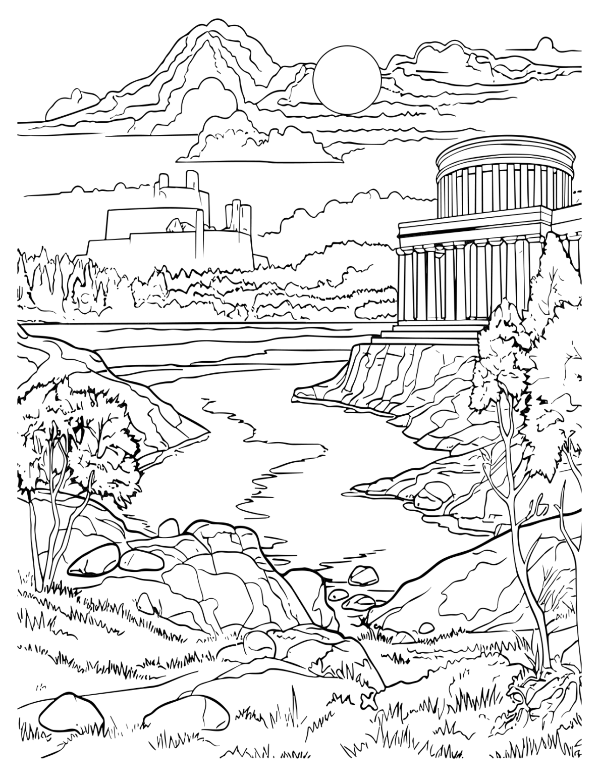 Mediterranean Coastline Coloring Pages: Explore Serene Scenes