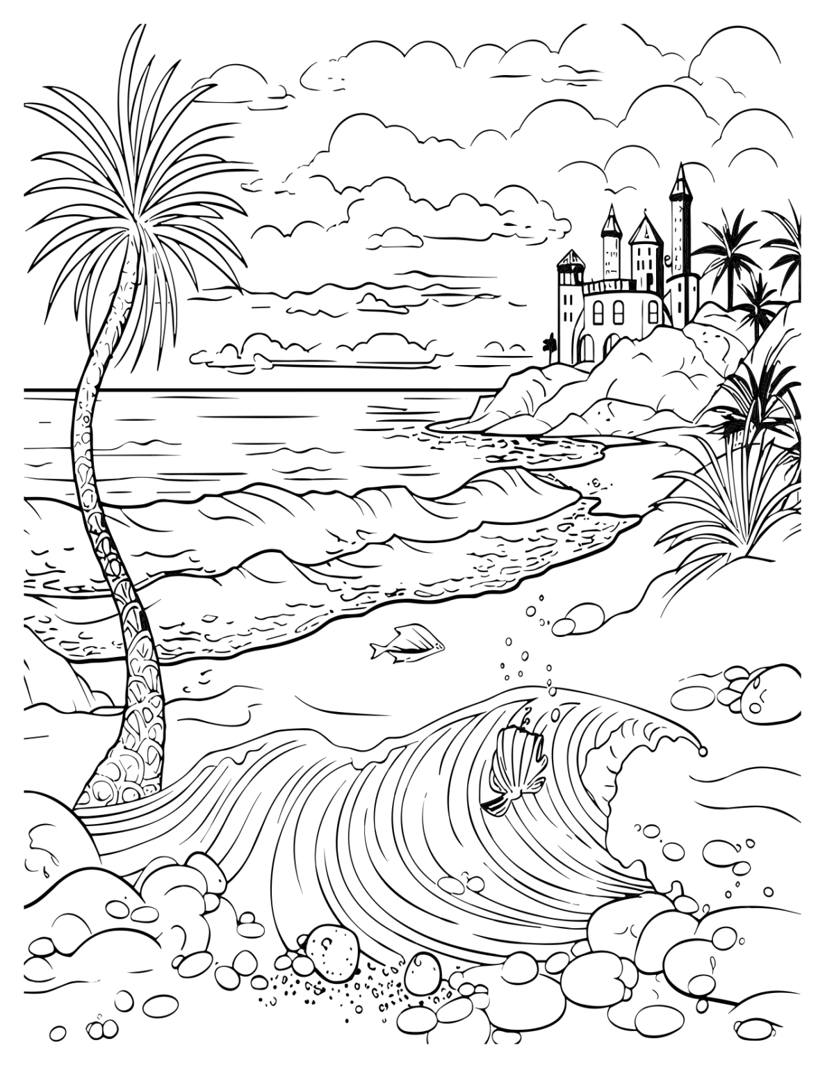 Mediterranean Coastline Coloring Pages: Explore Serene Scenes
