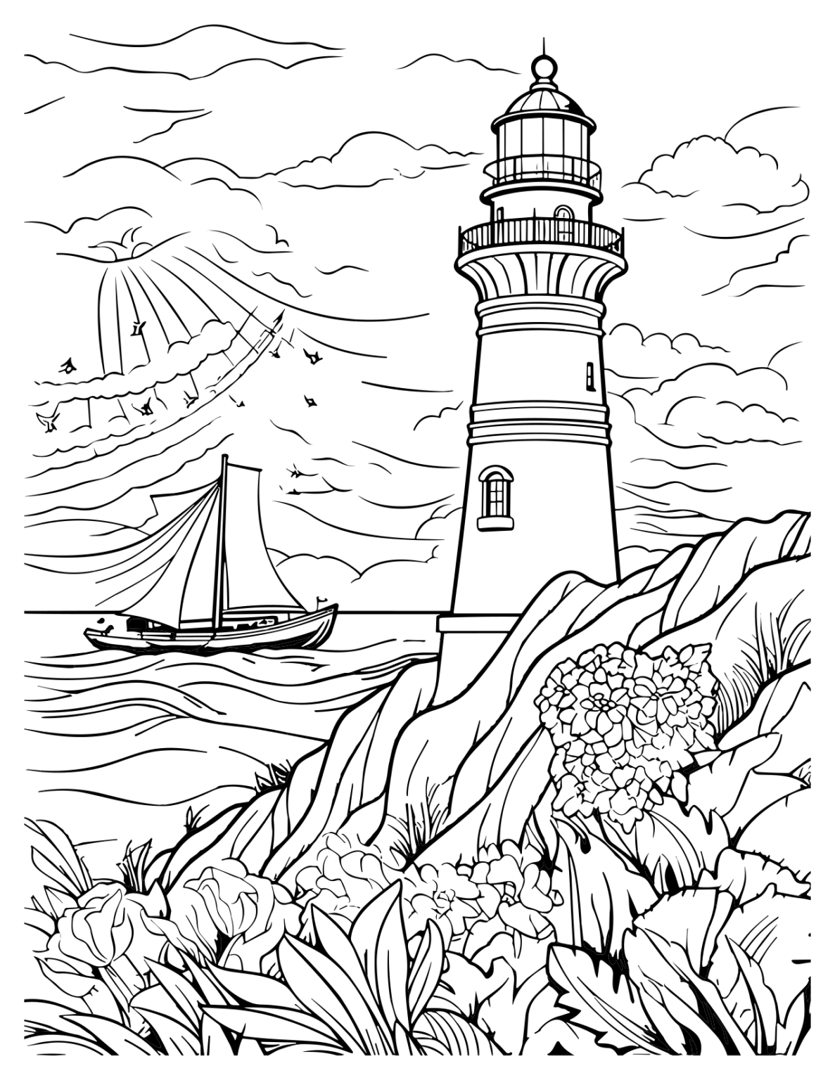 Mediterranean Coastline Coloring Pages: Explore Serene Scenes