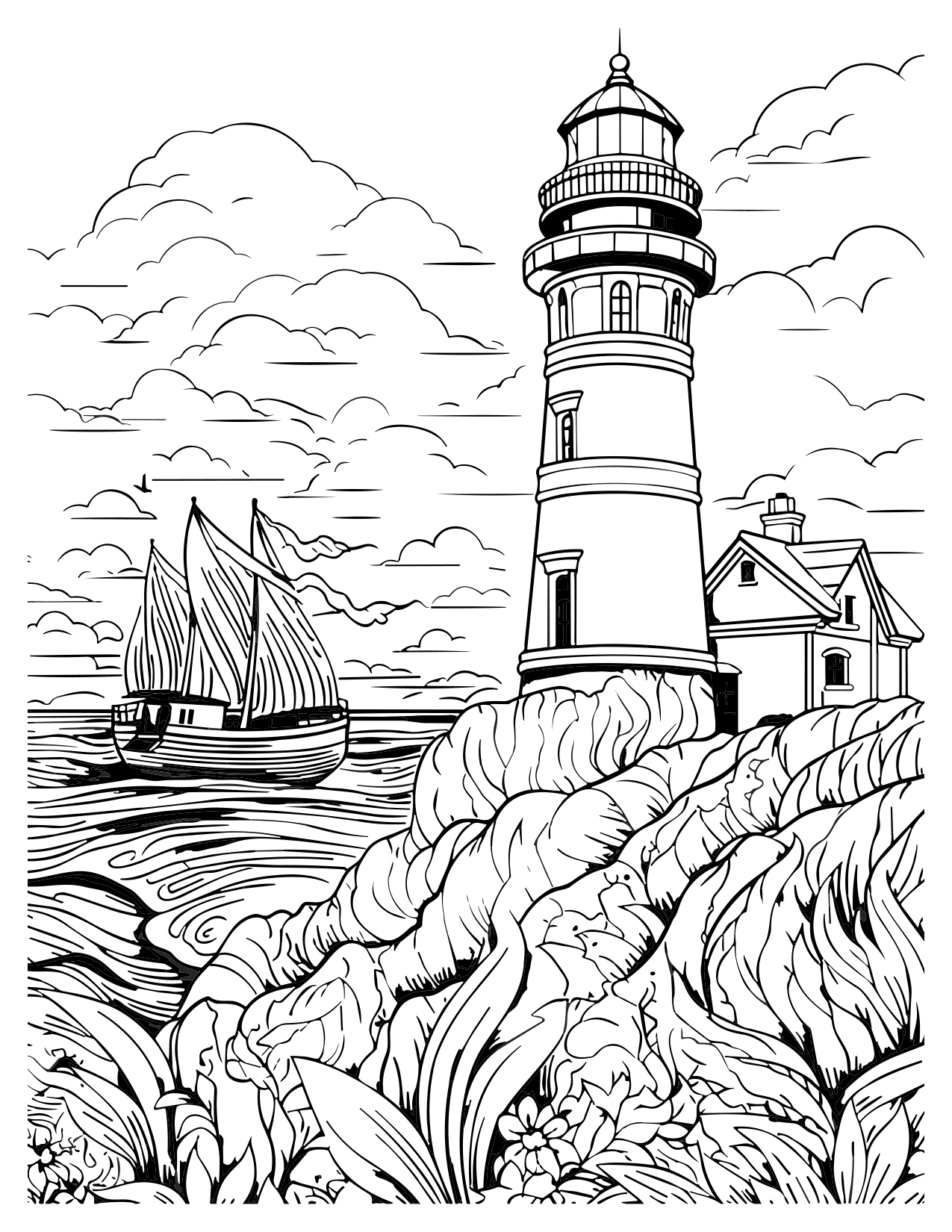 Mediterranean Coastline Coloring Pages: Explore Serene Scenes