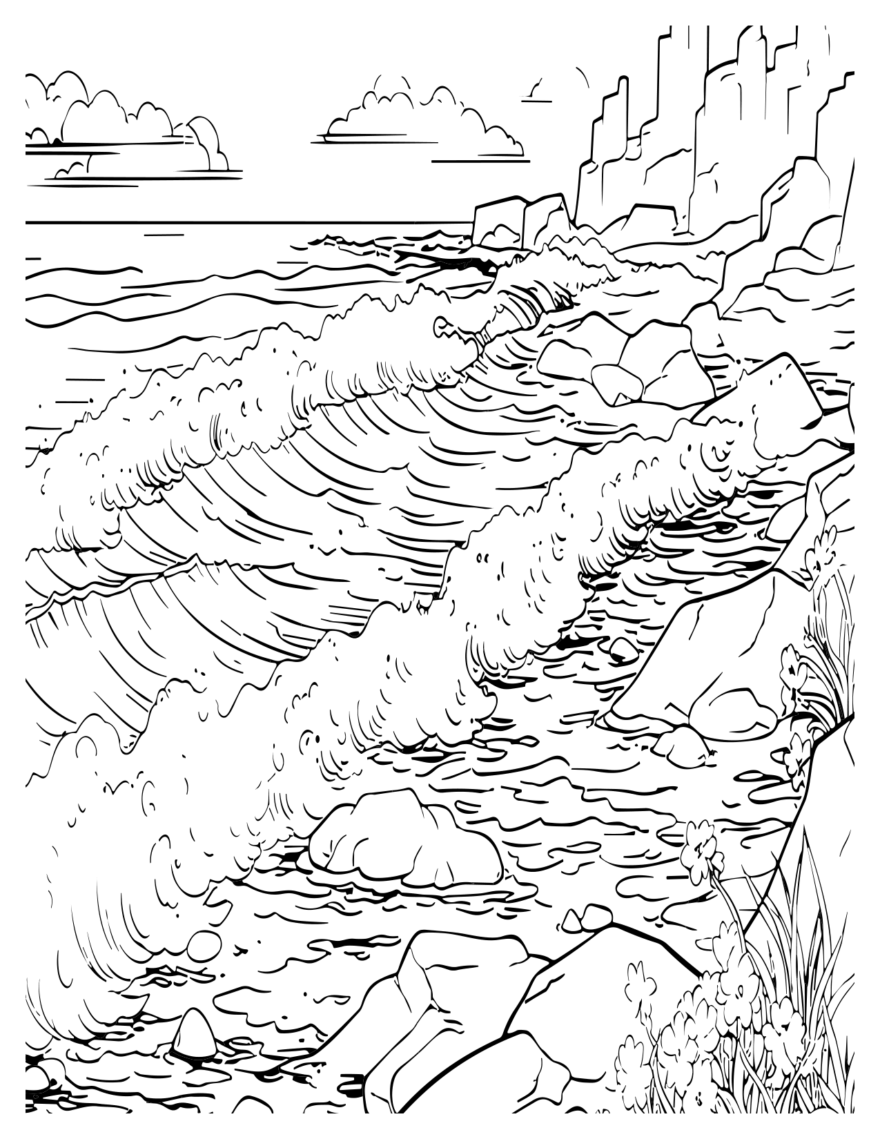 Mediterranean Coastline Coloring Pages: Explore Serene Scenes