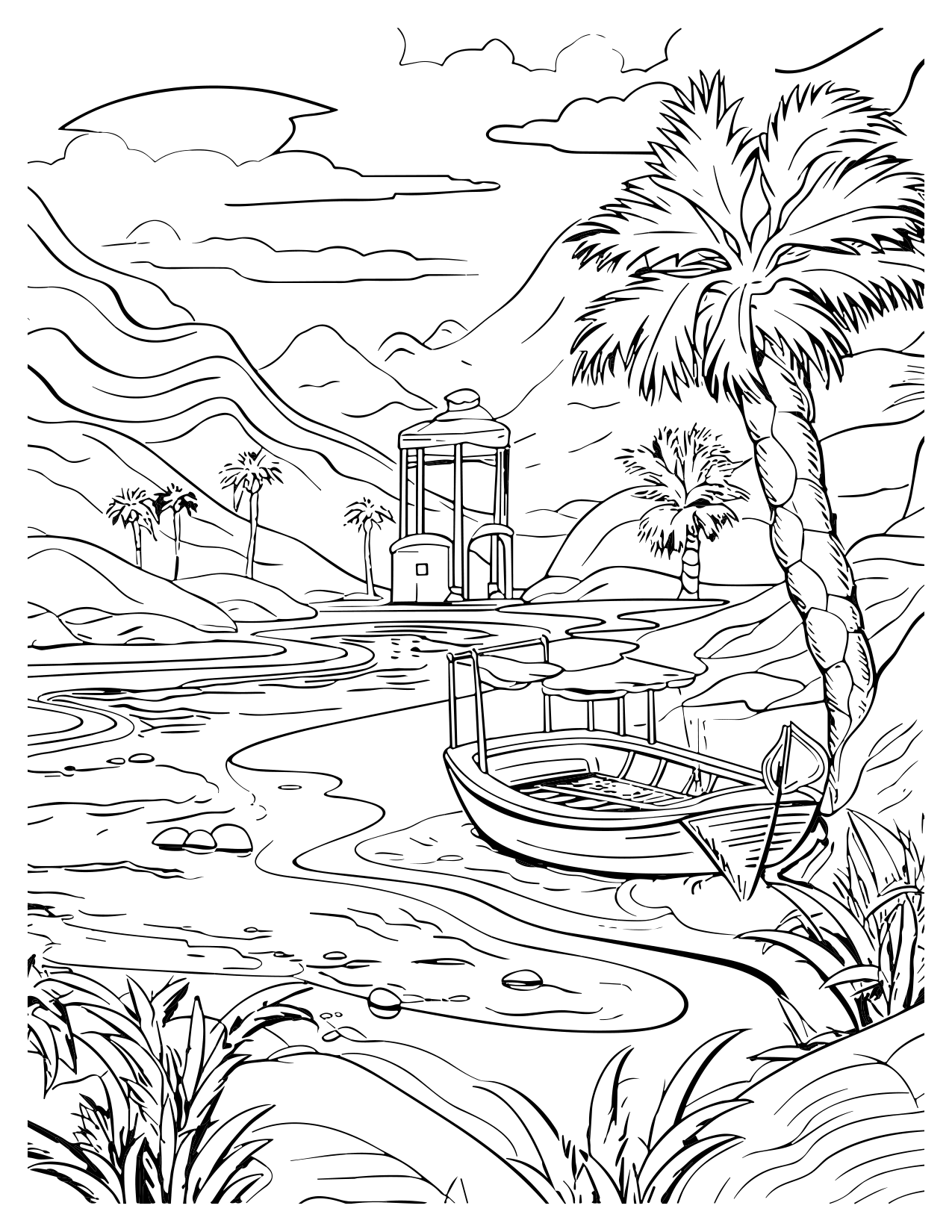 Mediterranean Coastline Coloring Pages: Explore Serene Scenes