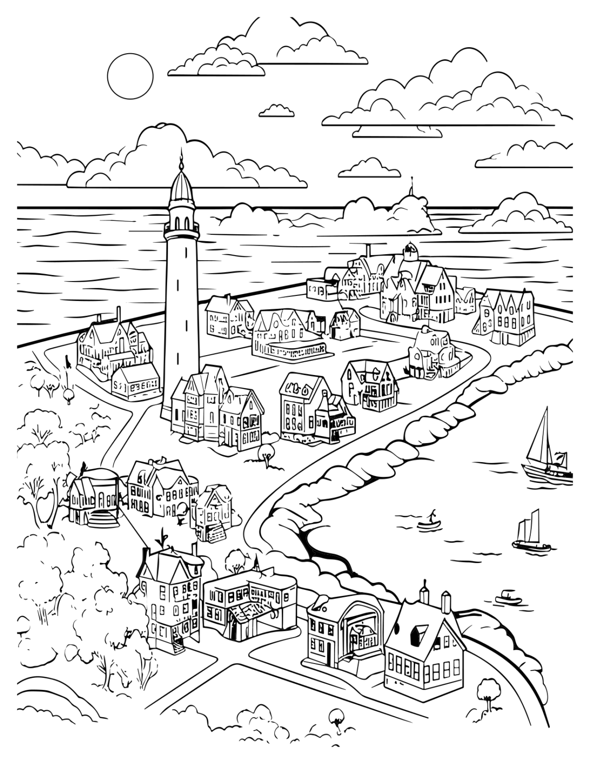 Mediterranean Coastline Coloring Pages: Explore Serene Scenes