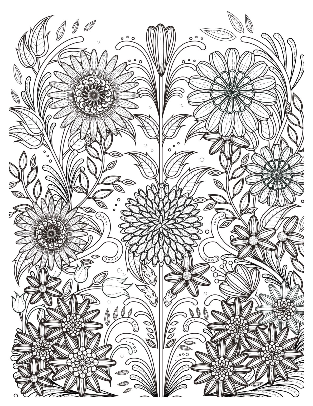 Flower Coloring Pages | Printable Floral Designs