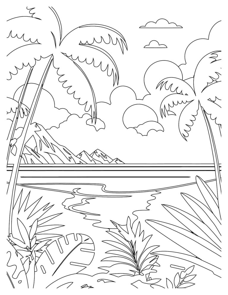 Tropical Paradise Coloring Pages: Dive into Serenity