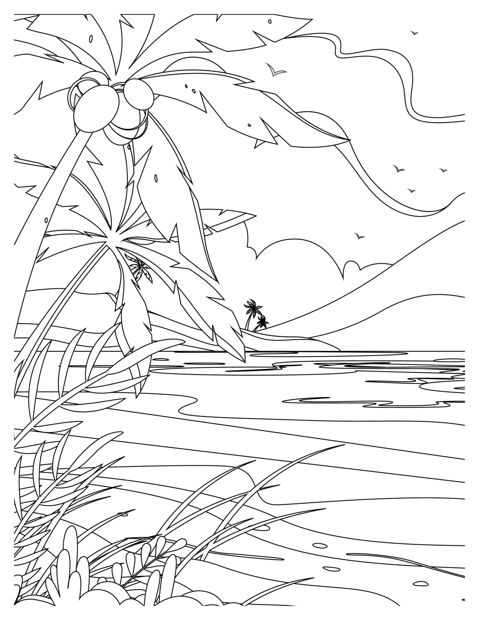 Tropical Paradise Coloring Pages: Dive into Serenity