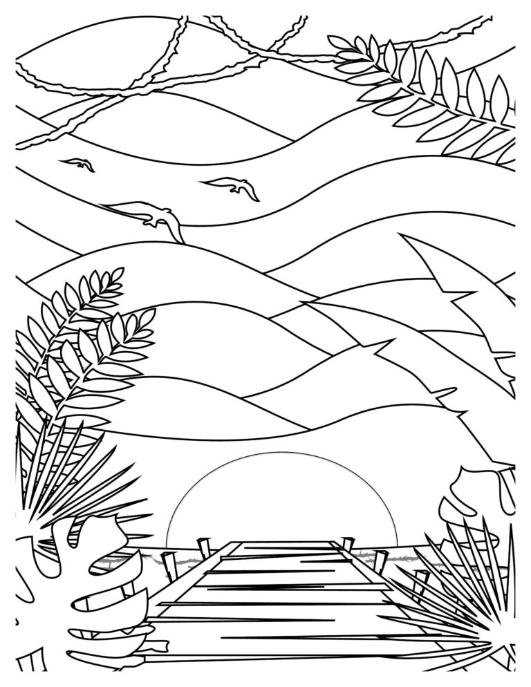 Tropical Paradise Coloring Pages: Dive into Serenity