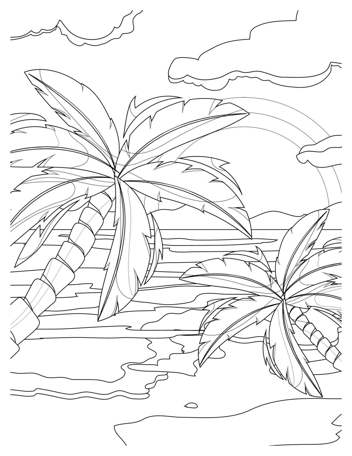 Tropical Paradise Coloring Pages: Dive into Serenity
