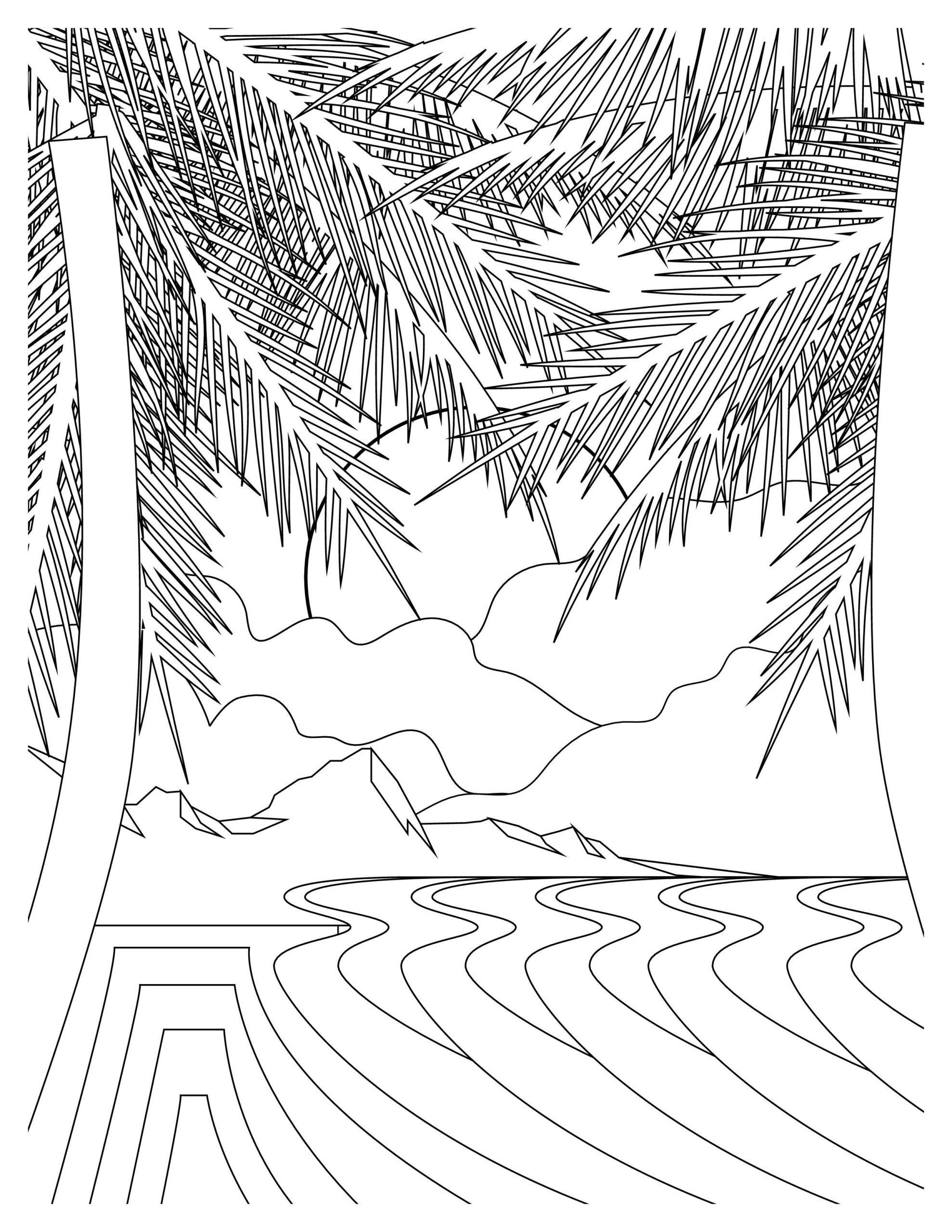 Tropical Paradise Coloring Pages: Dive into Serenity