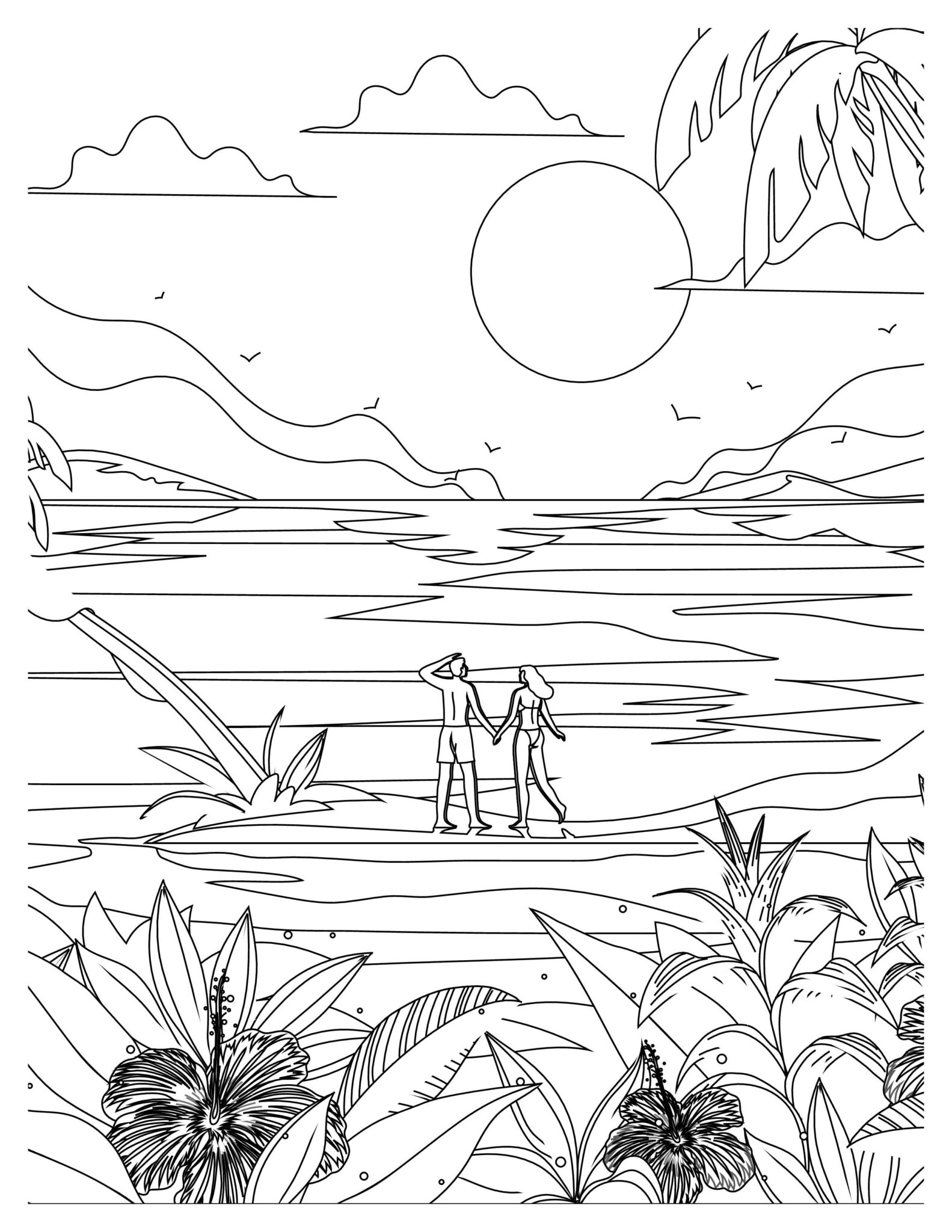 Tropical Paradise Coloring Pages: Dive into Serenity