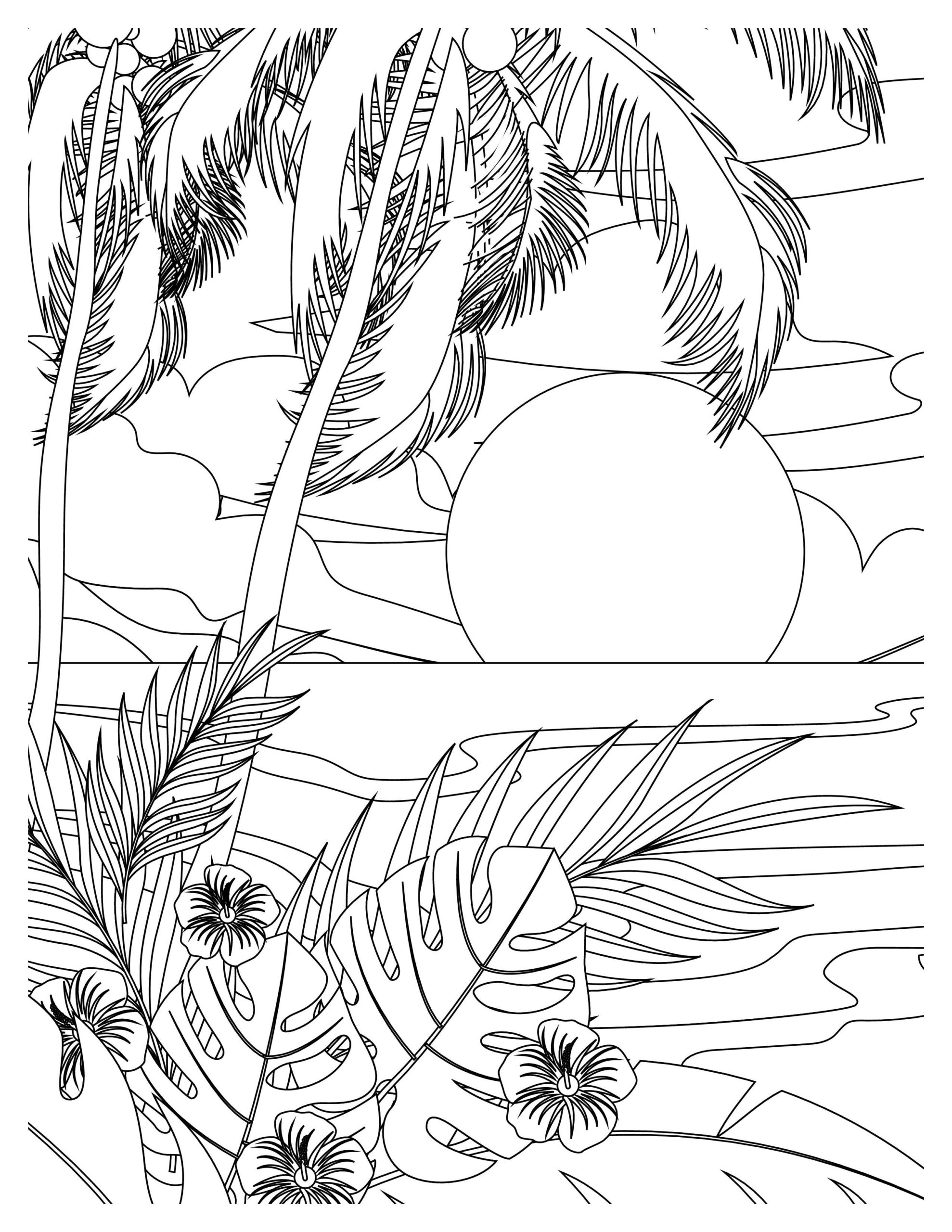Tropical Paradise Coloring Pages: Dive into Serenity