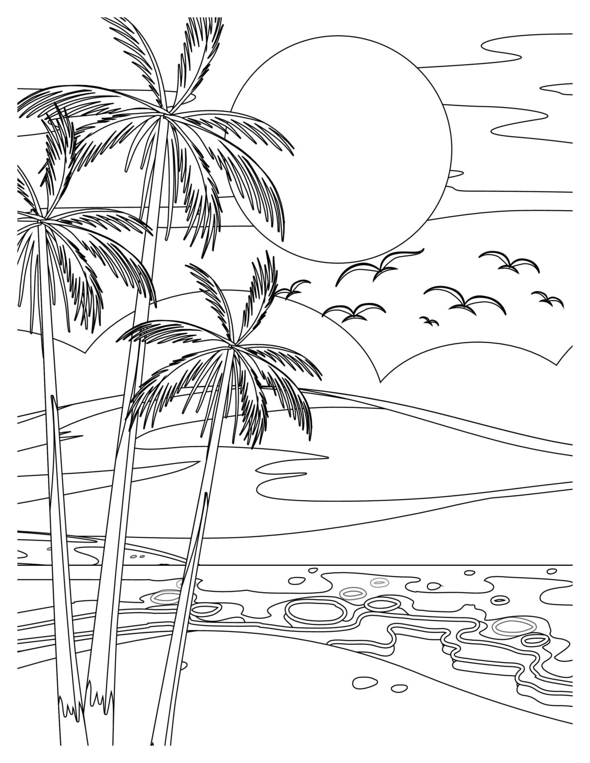 Tropical Paradise Coloring Pages: Dive into Serenity