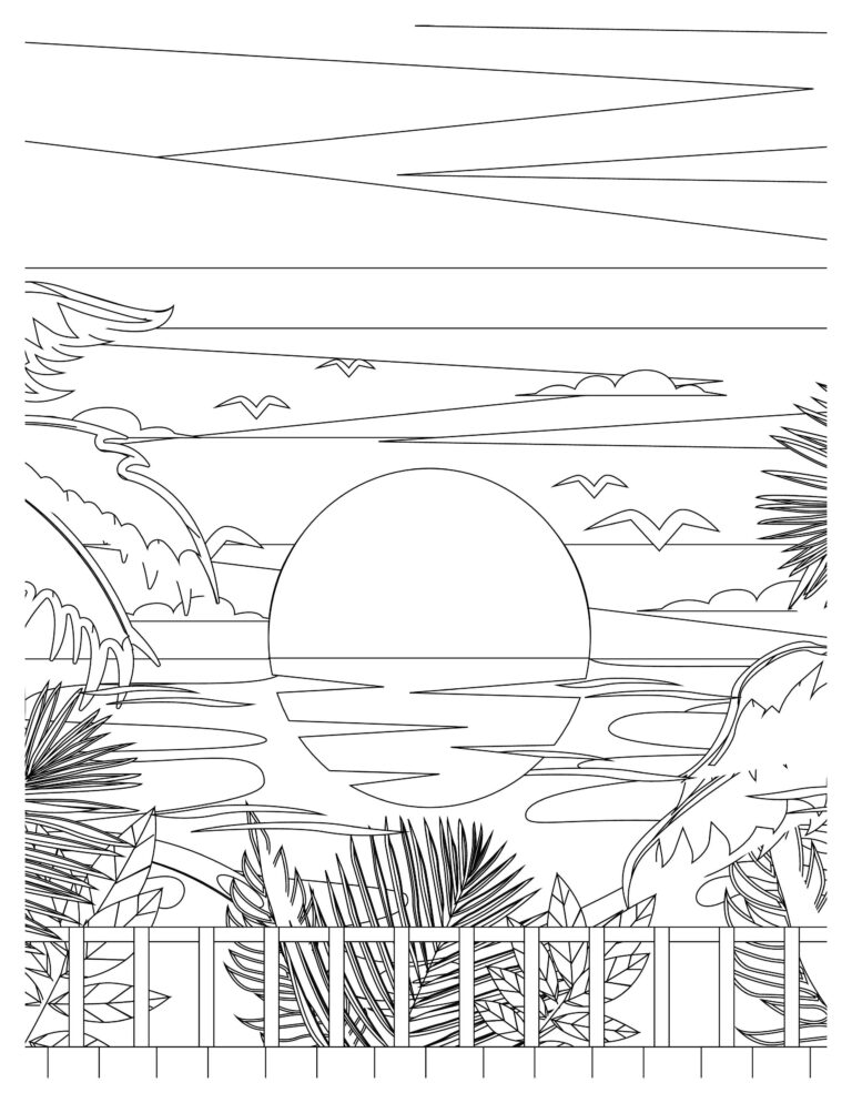 Tropical Paradise Coloring Pages: Dive into Serenity