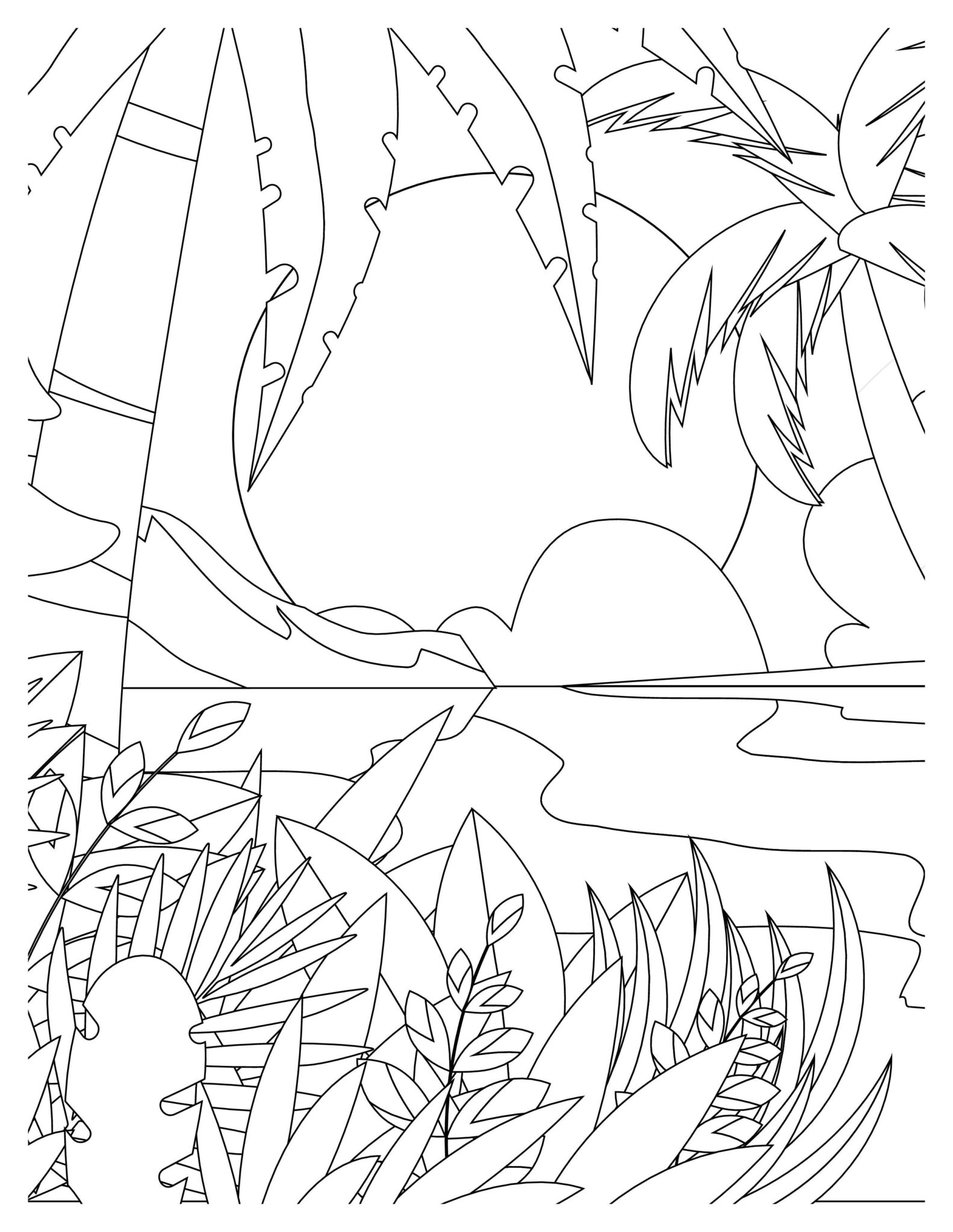 Tropical Paradise Coloring Pages: Dive into Serenity