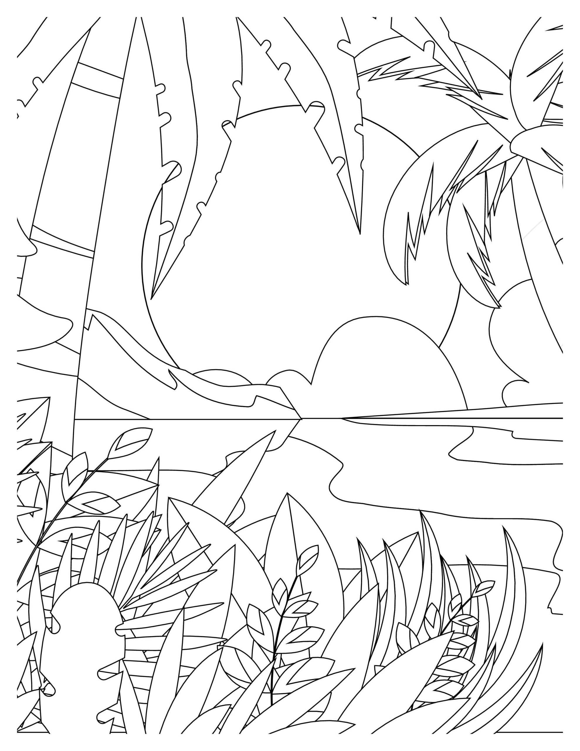 Tropical Paradise Coloring Pages: Dive into Serenity