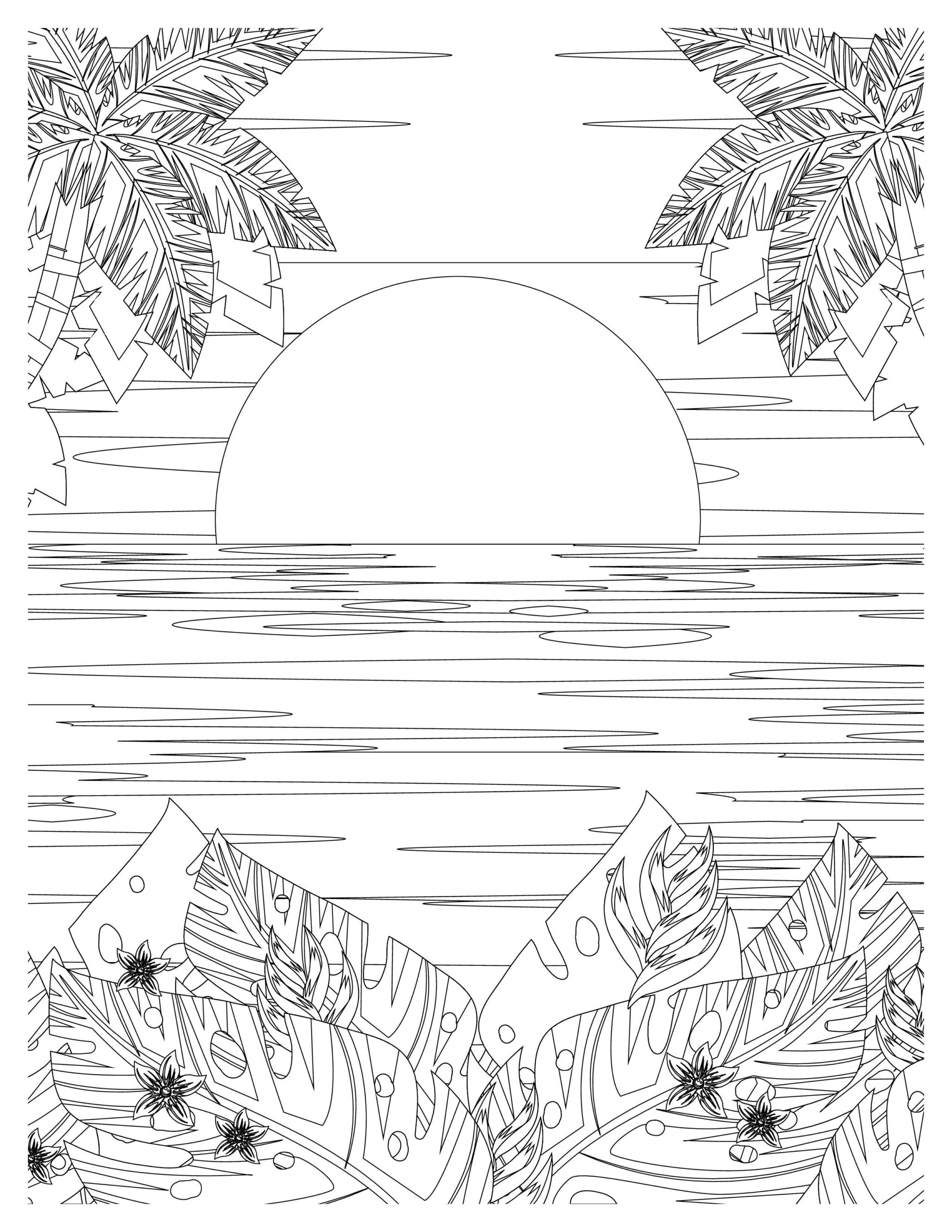 Tropical Paradise Coloring Pages: Dive into Serenity