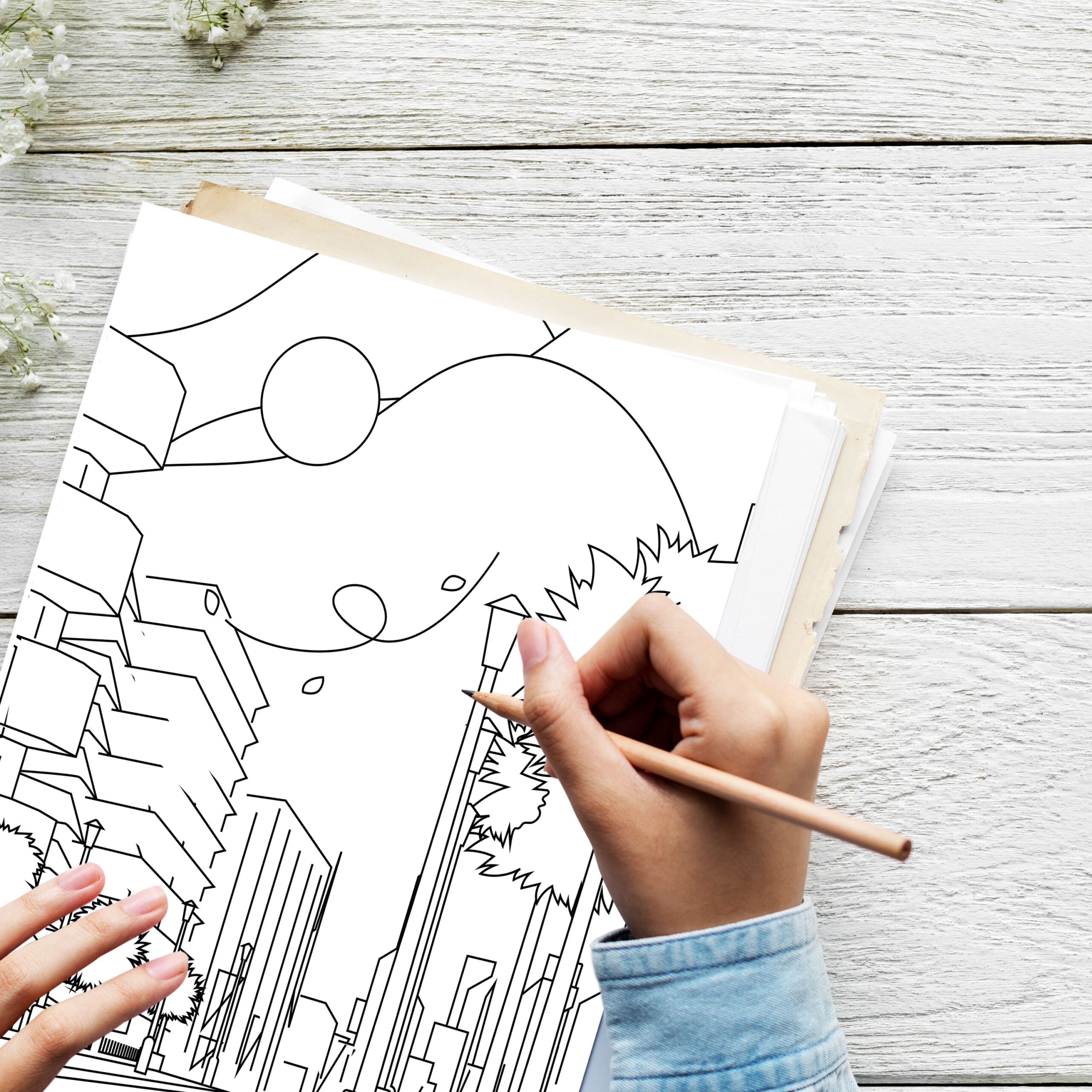 Serene Cityscape Coloring Pages: Relax with Urban Scenes