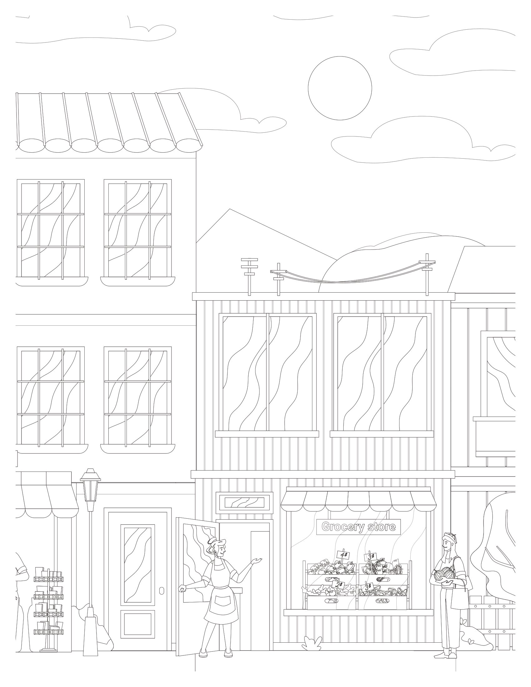 Serene Cityscape Coloring Pages: Relax with Urban Scenes