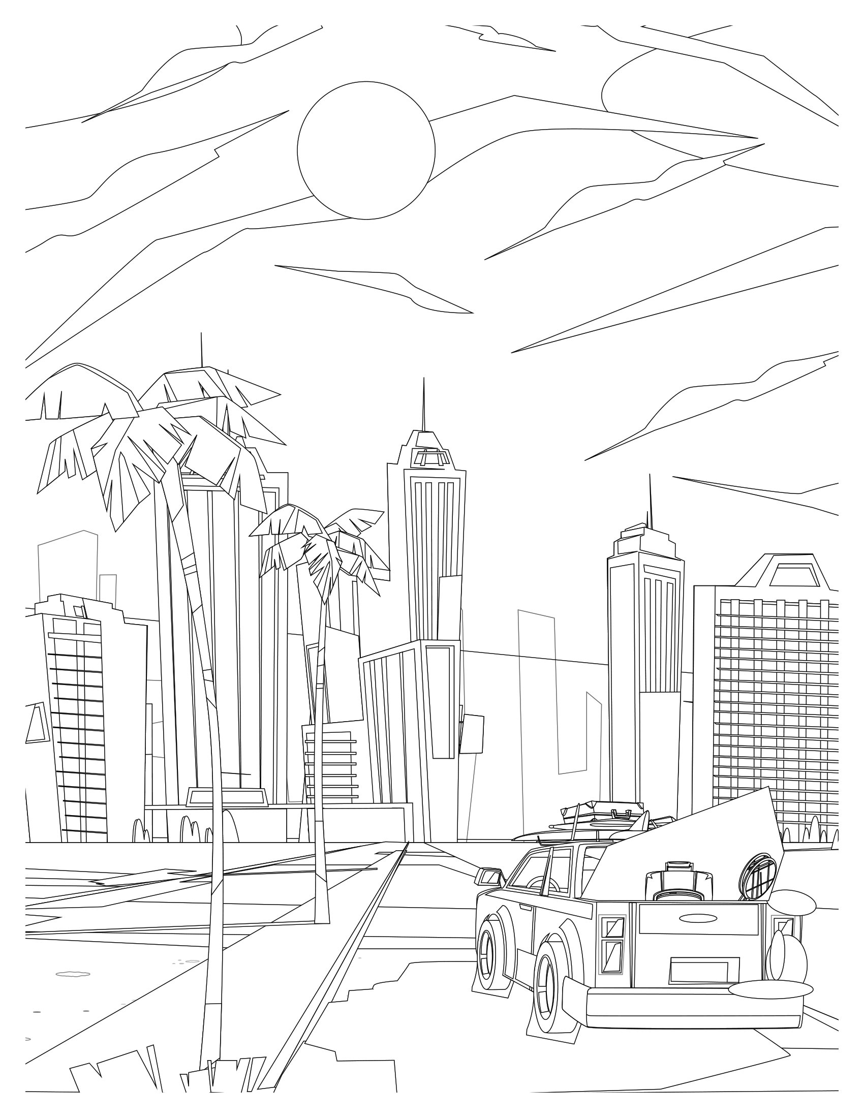 Serene Cityscape Coloring Pages: Relax with Urban Scenes