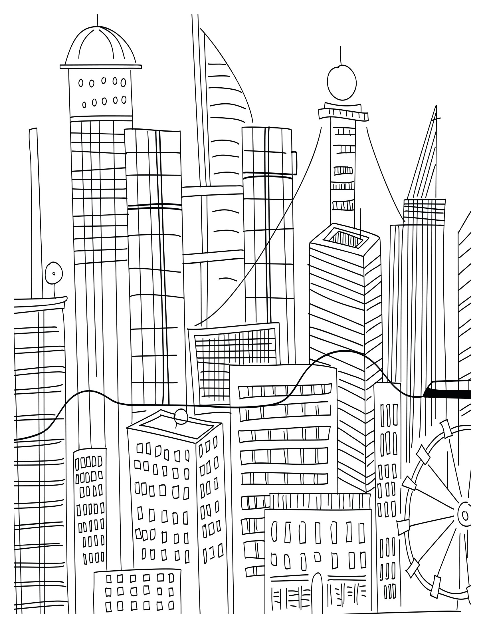 Serene Cityscape Coloring Pages: Relax with Urban Scenes