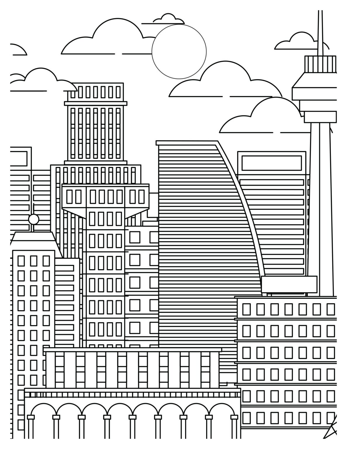 Serene Cityscape Coloring Pages: Relax with Urban Scenes