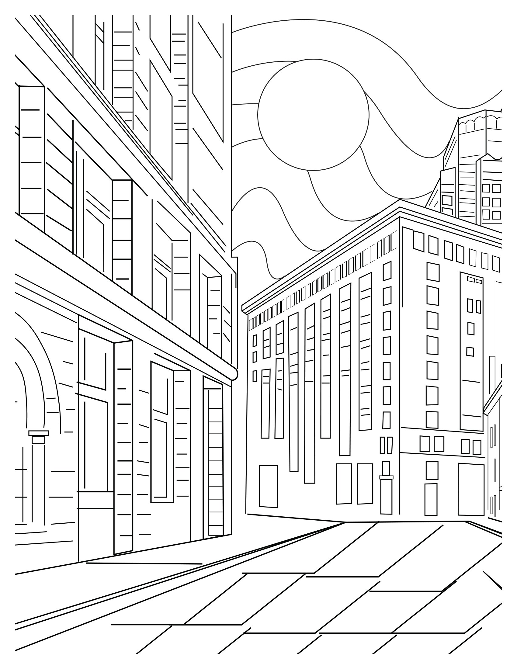 Serene Cityscape Coloring Pages: Relax with Urban Scenes