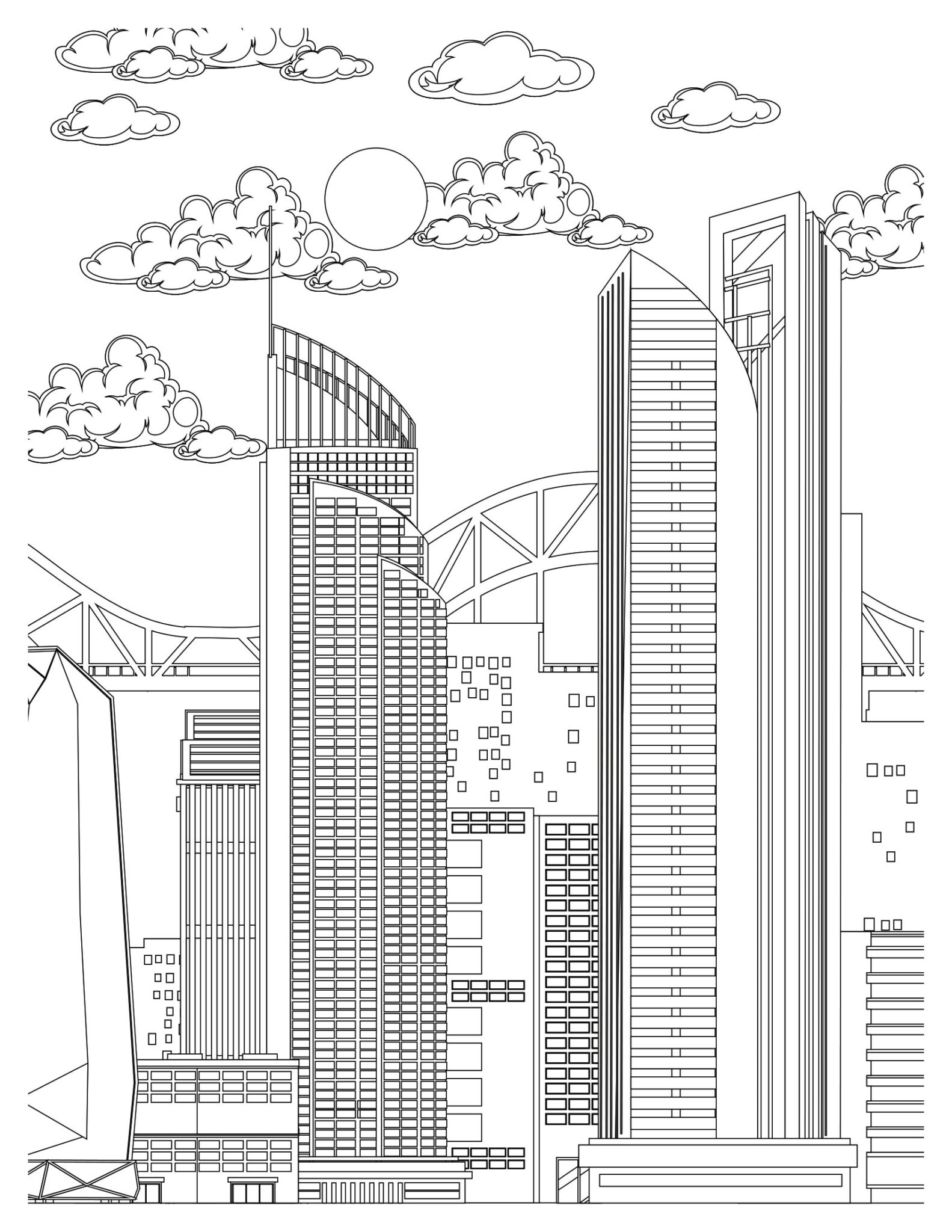 Serene Cityscape Coloring Pages: Relax with Urban Scenes