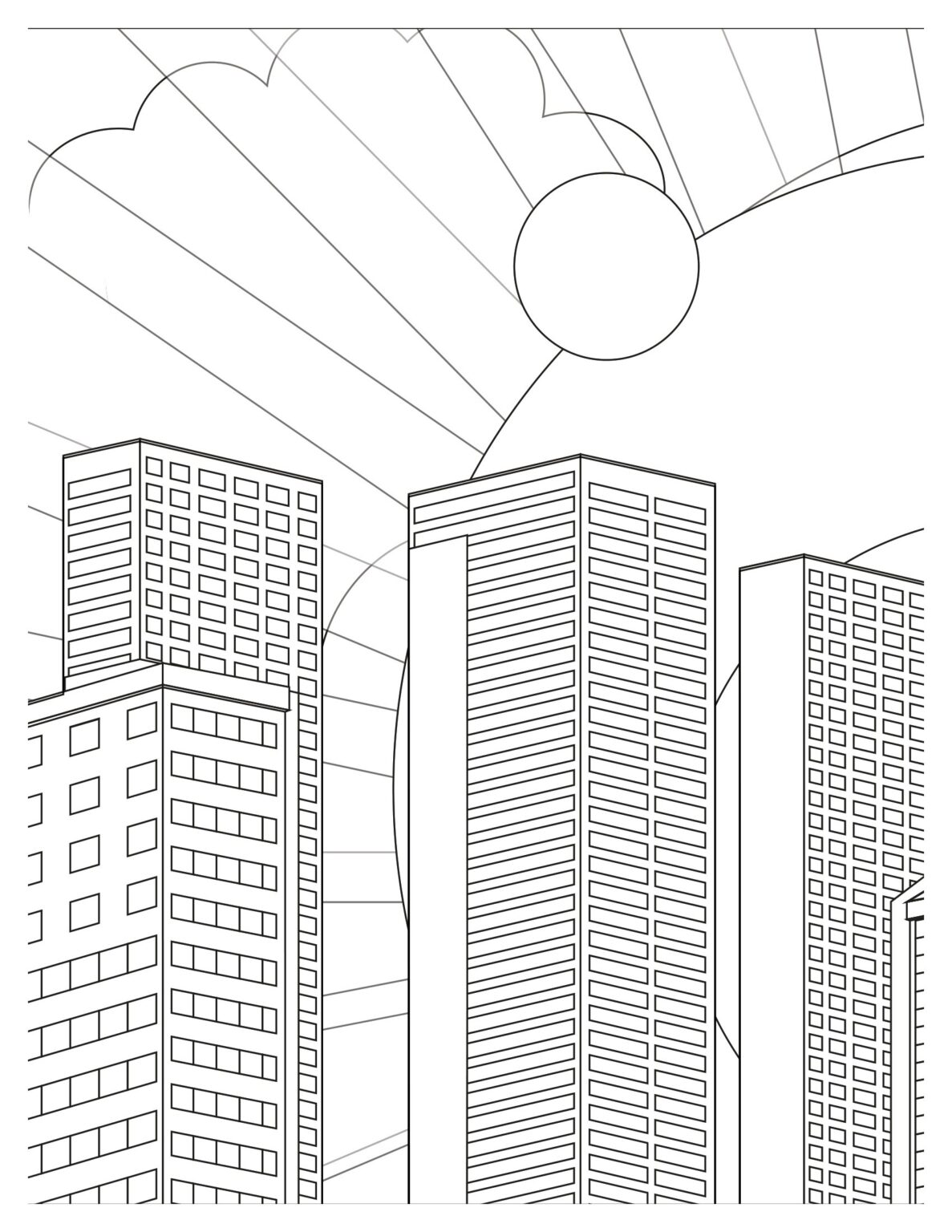 Serene Cityscape Coloring Pages: Relax with Urban Scenes