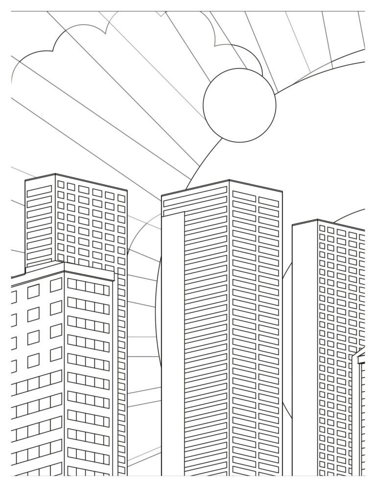 Serene Cityscape Coloring Pages: Relax with Urban Scenes