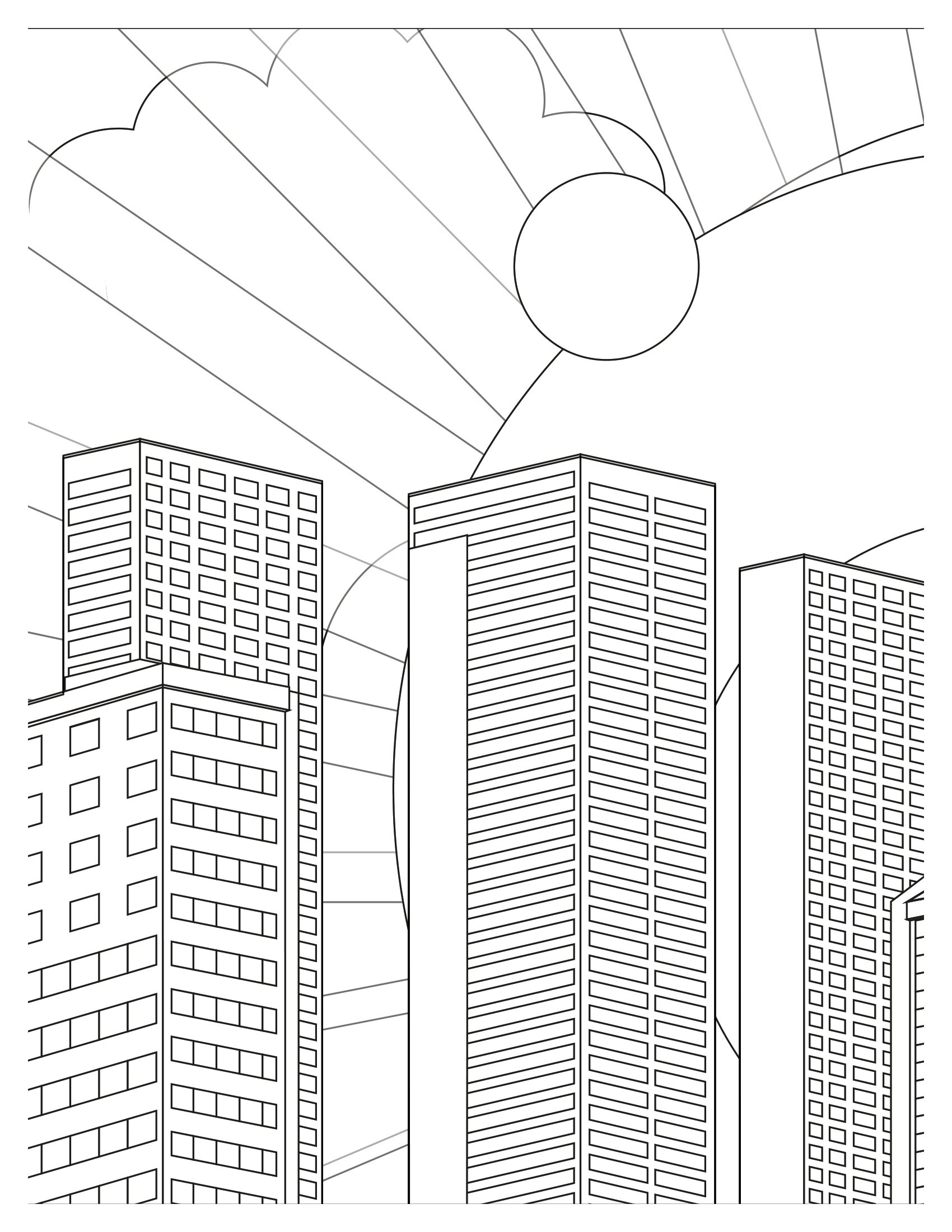 Serene Cityscape Coloring Pages: Relax with Urban Scenes