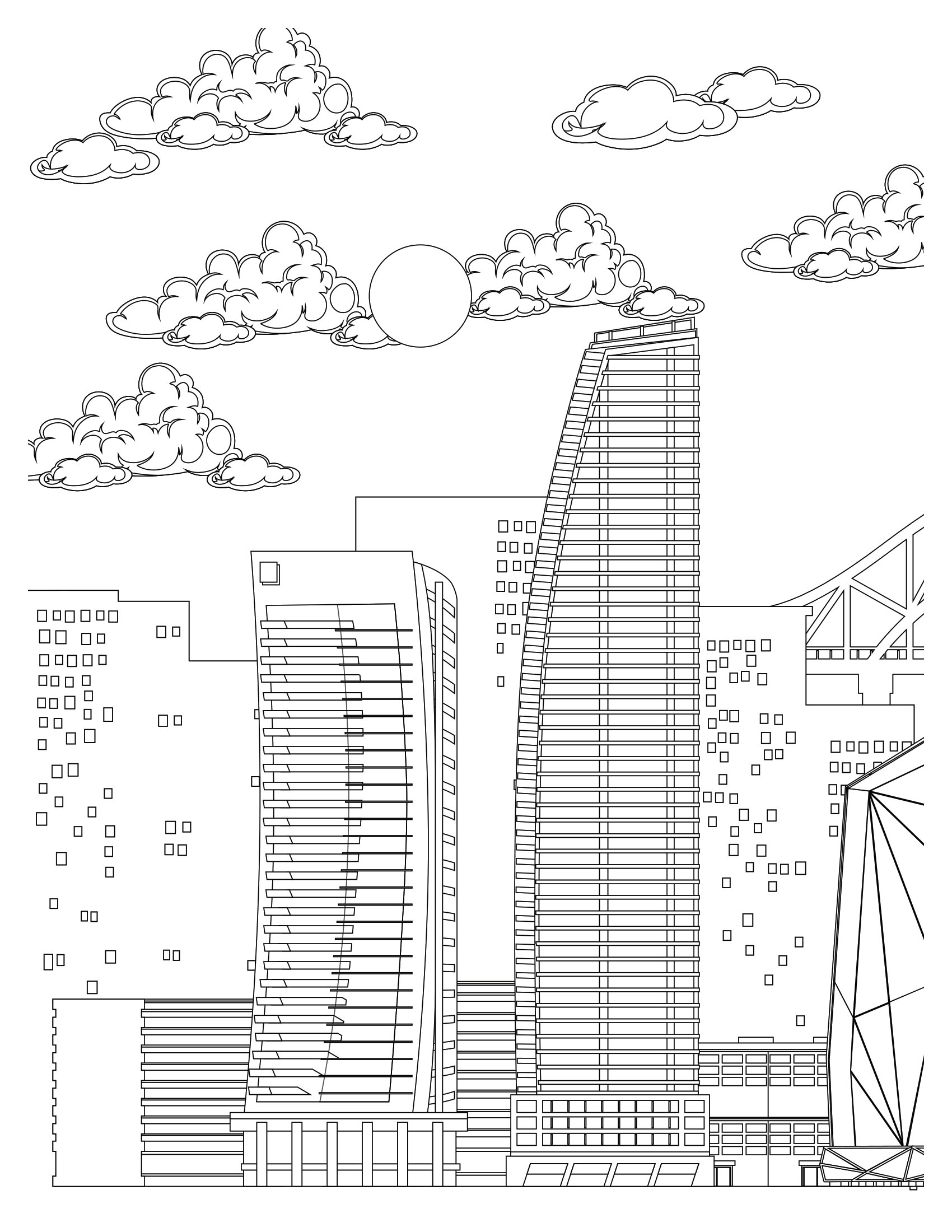 Serene Cityscape Coloring Pages: Relax with Urban Scenes