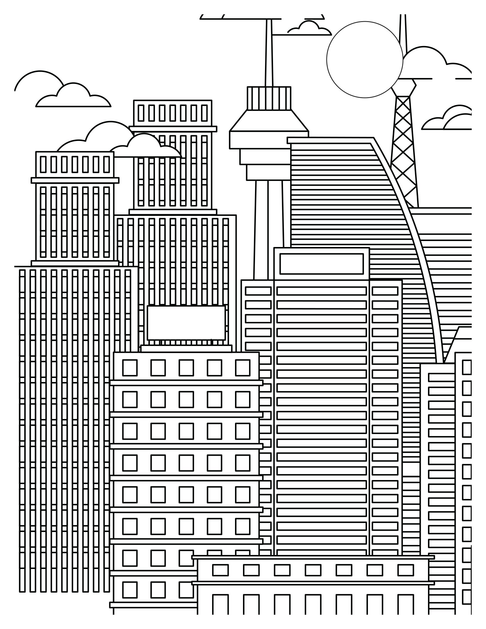 Serene Cityscape Coloring Pages: Relax with Urban Scenes