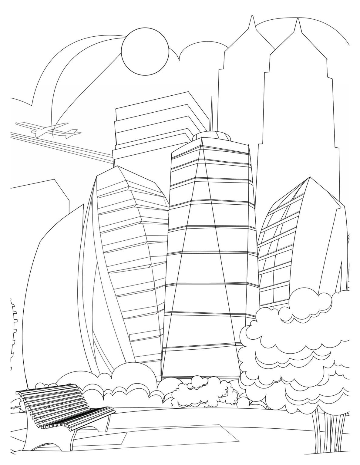 Serene Cityscape Coloring Pages: Relax with Urban Scenes